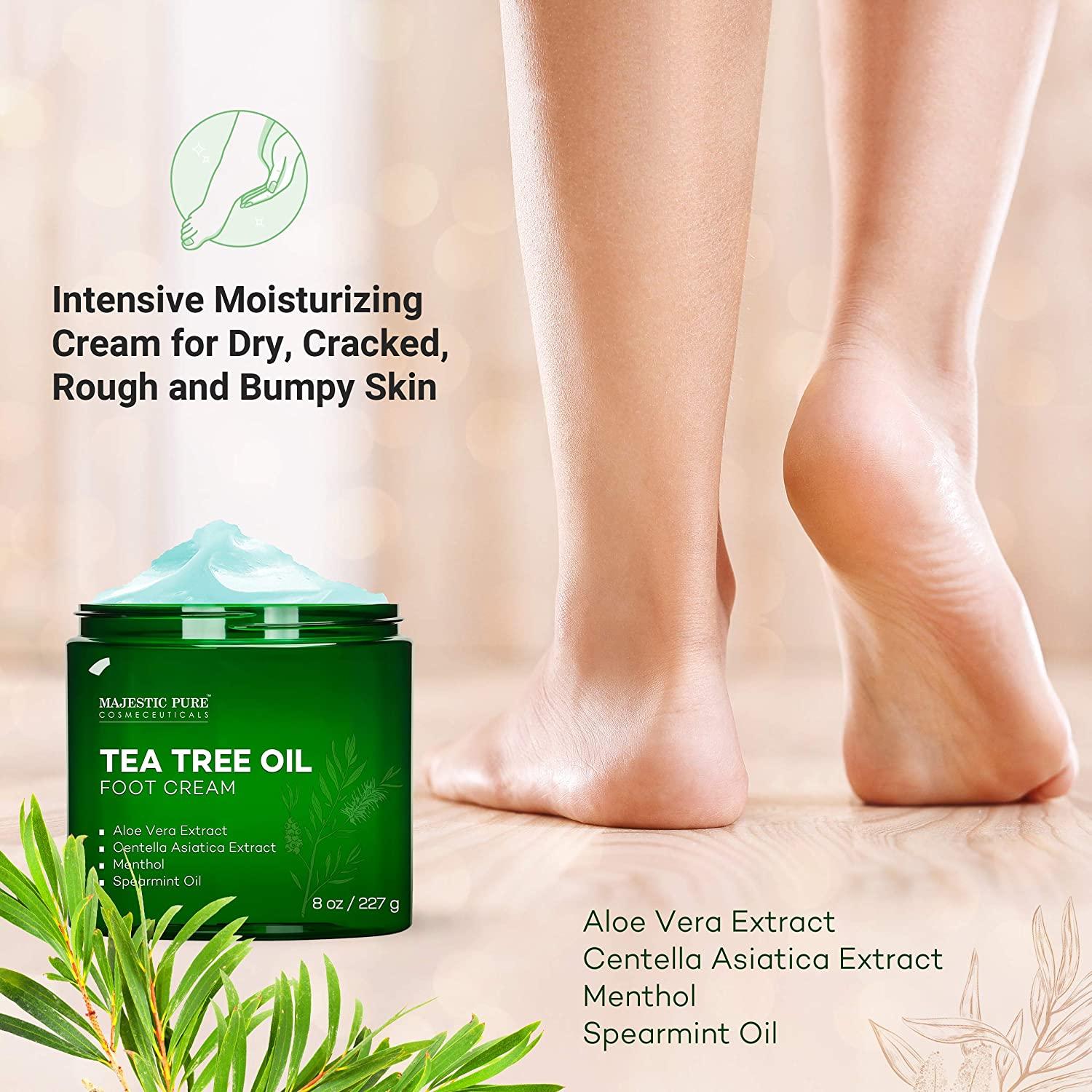Majestic Pure Athlete's Foot Cream with Tea Tree Oil, Aloe & Spearmint ...