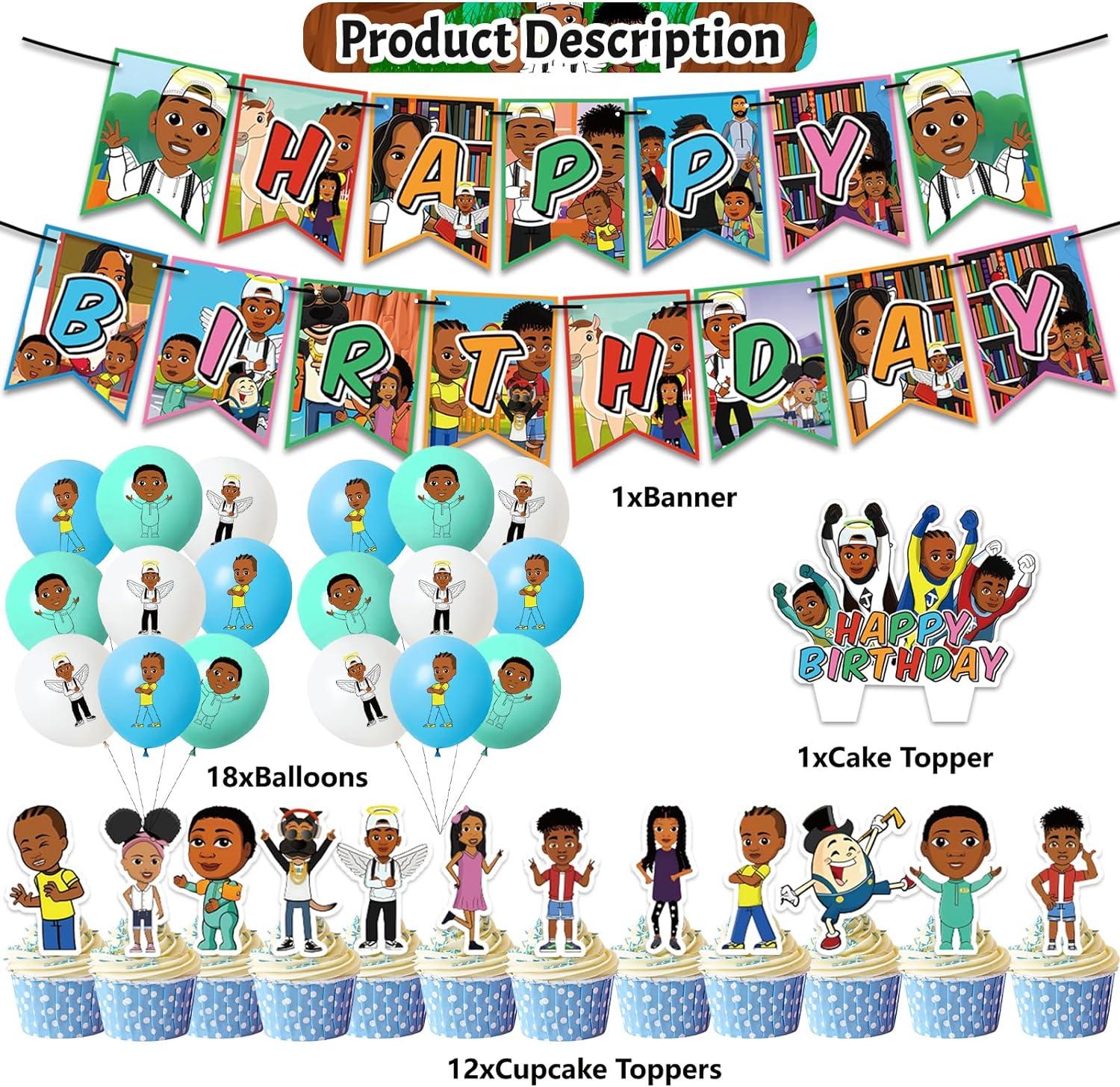 For Jools TV Cartoon Theme Birthday Party Pack: Banner Cake Topper ...