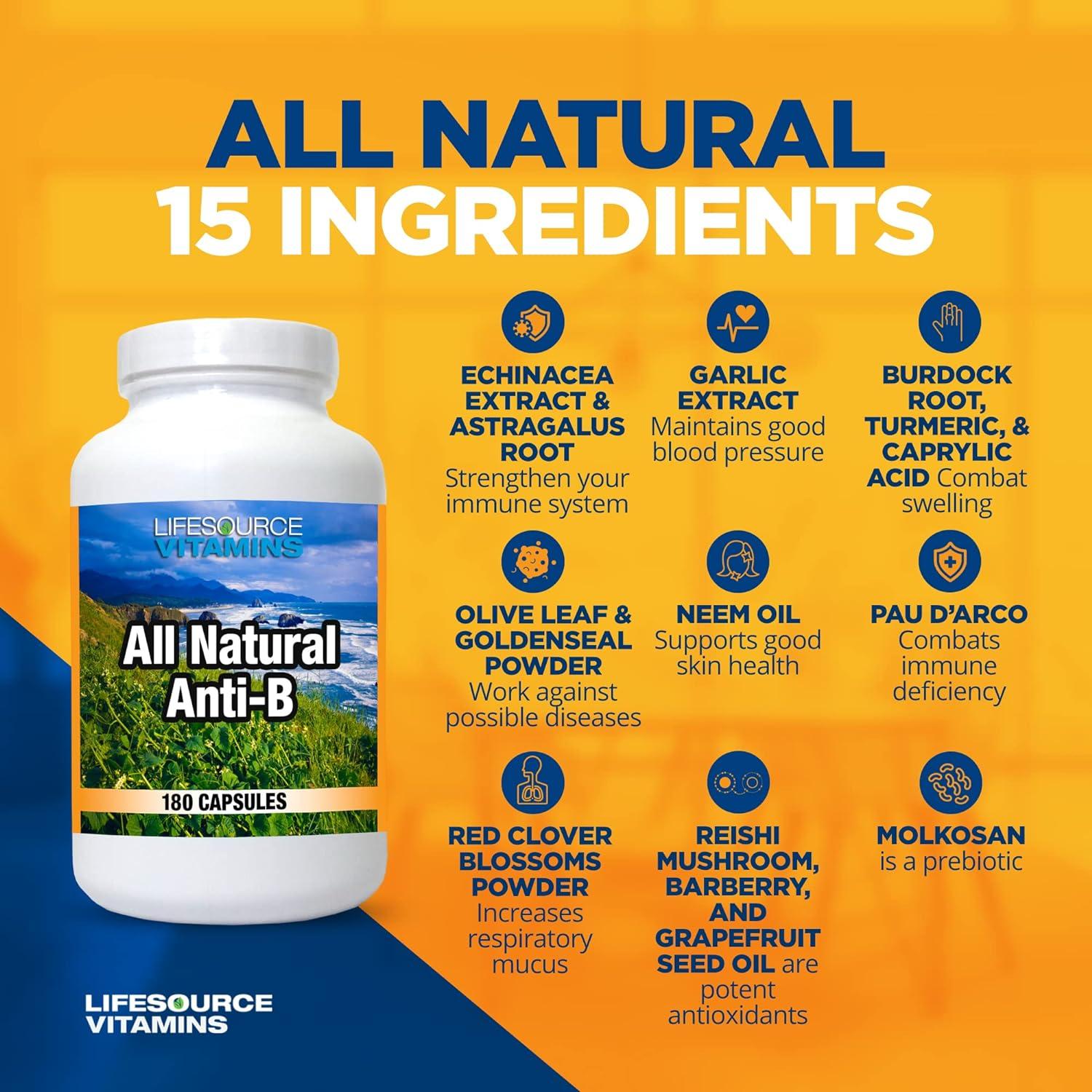 LifeSourceVitamins Anti-B Immune Support Supplement - 180 Capsules with ...