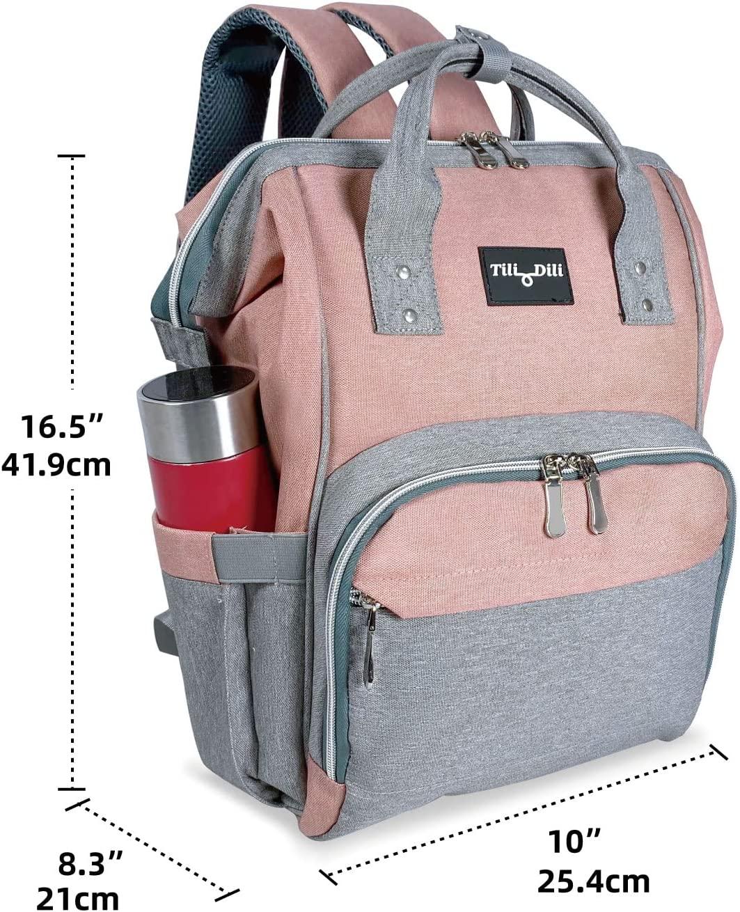 Tili Dili Premium Diaper Backpack with USB Charging Port - Blush Pink ...