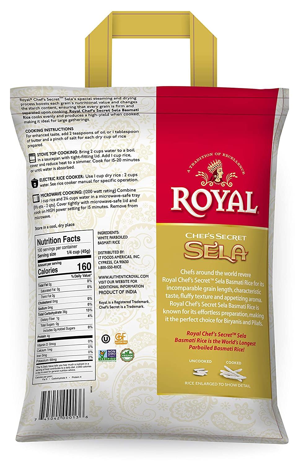 Royal Chefs Secret Extra Long Basmati Rice 10lb - Parboiled Sella Rice ...