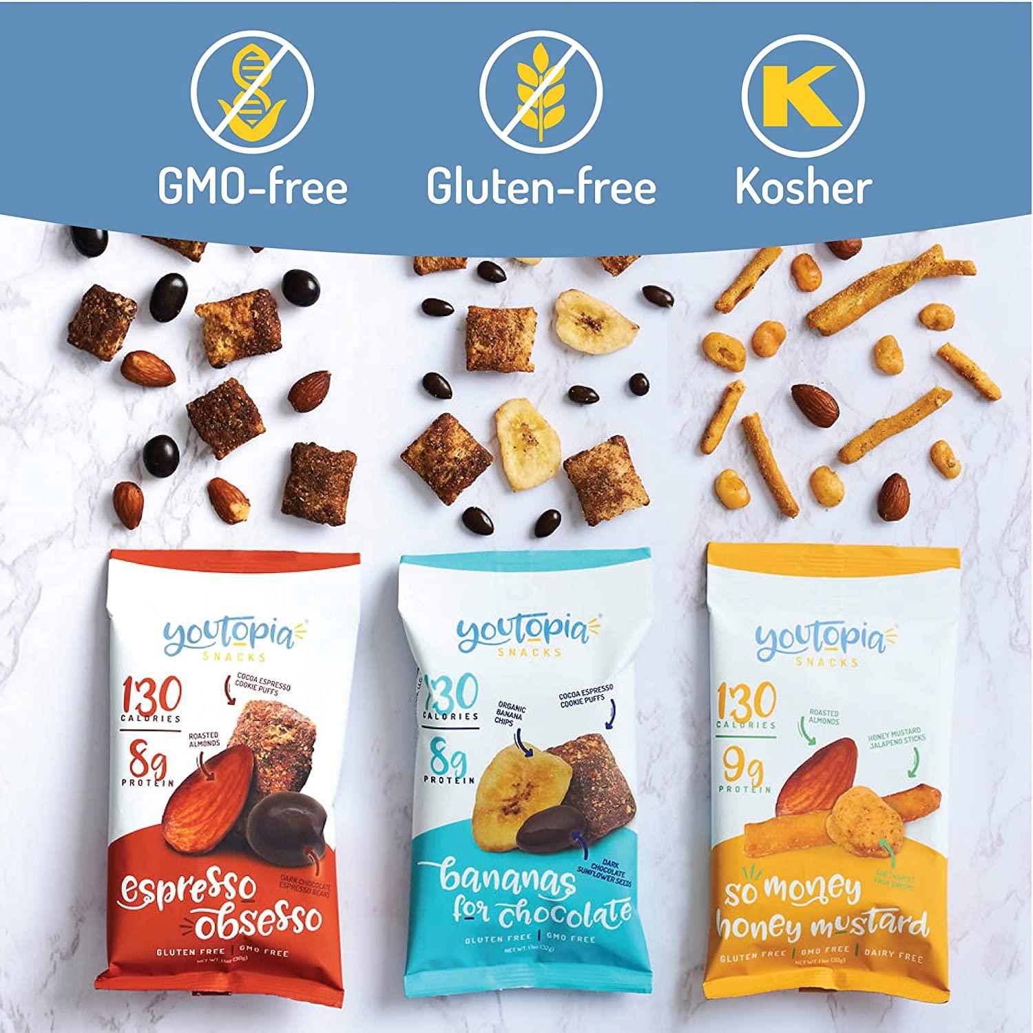 Youtopia Healthy Snacks Variety Pack - 130 Calories, High Protein, Low ...