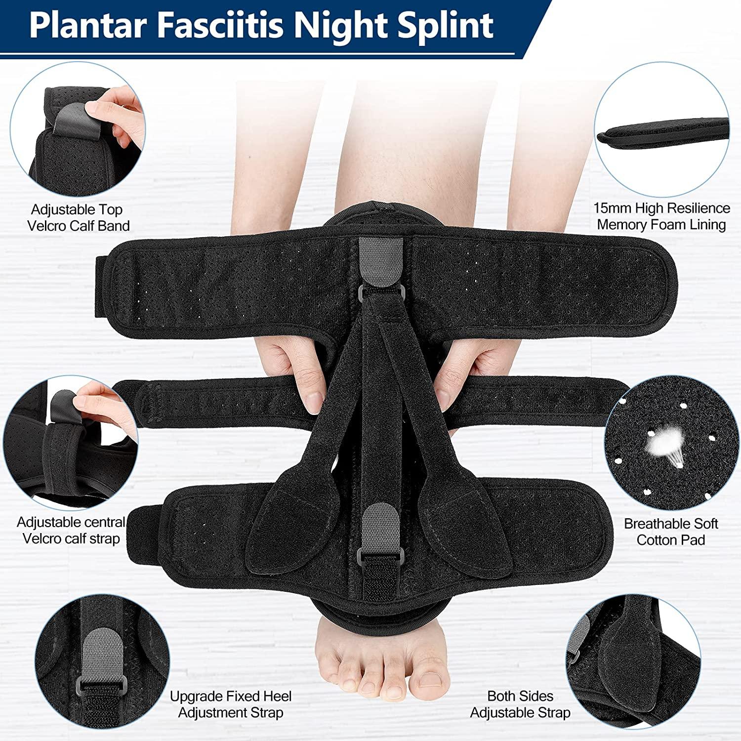 Plantar Fasciitis Night Splint Brace - Adjustable with 3 Straps for ...