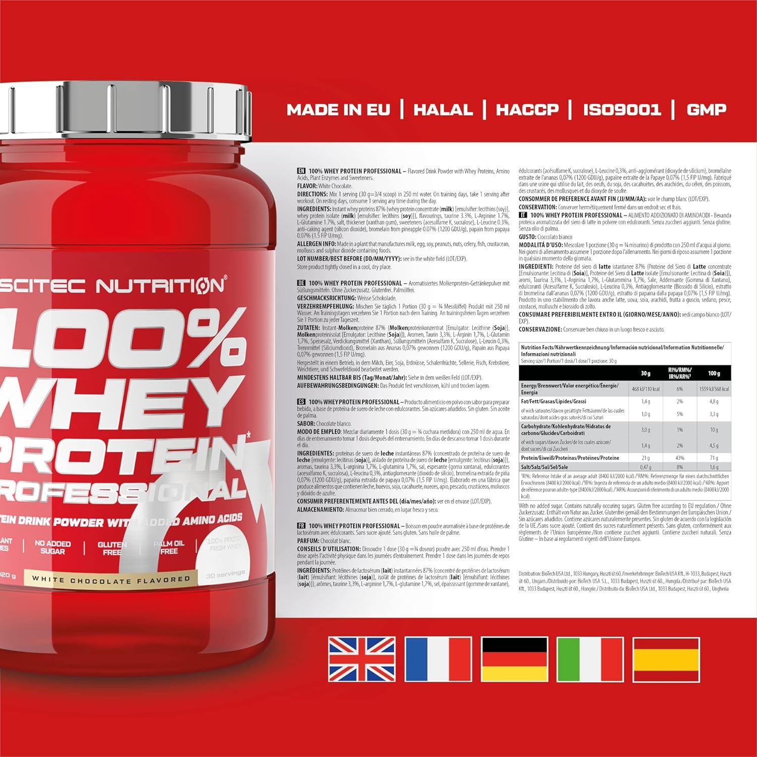Scitec Nutrition 100% Whey Protein Professional - Gluten-Free Palm Oil ...