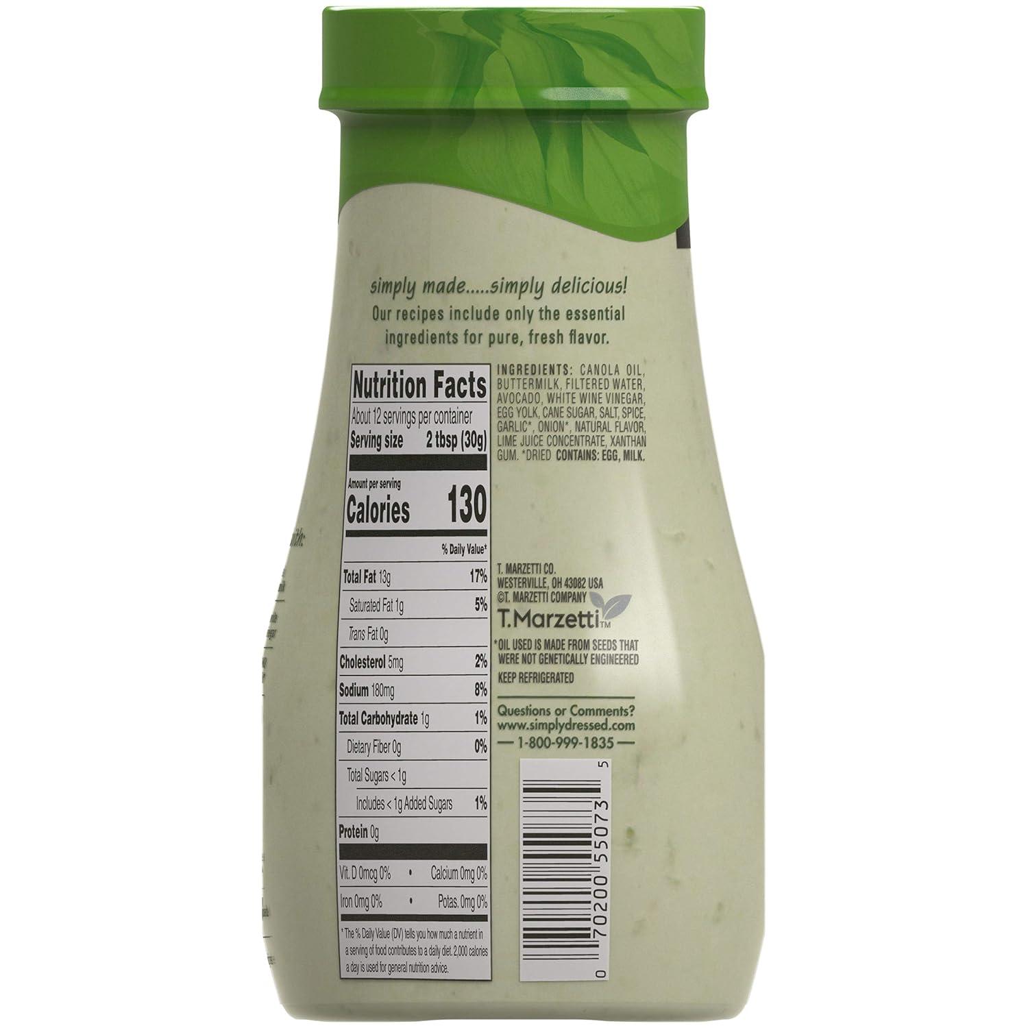 Marzetti Simply Dressed Avocado Ranch Dressing 12oz (Pack of 3) - Fresh ...
