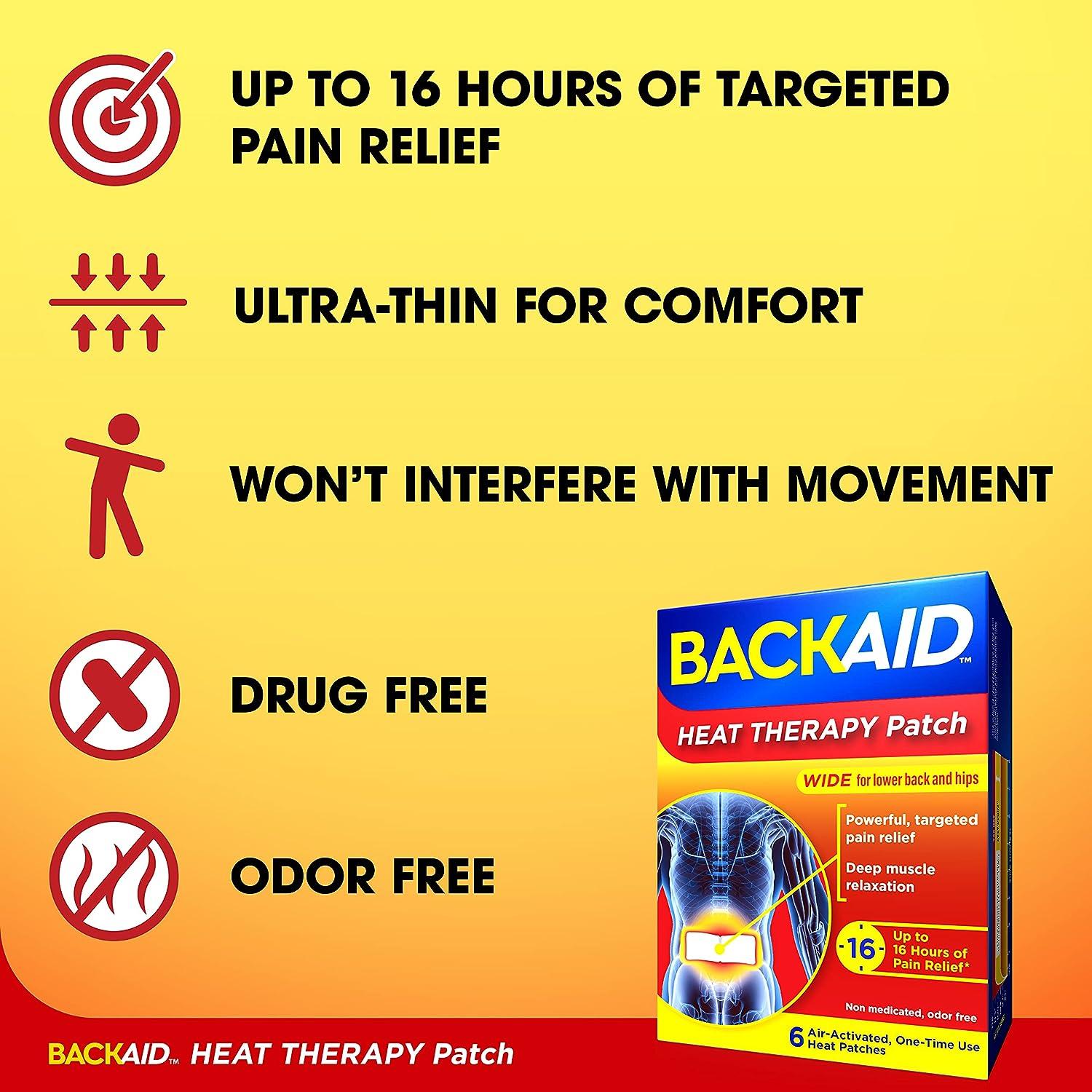 Backaid Heat Therapy Patch - Portable Heating Pad for Lower Back and ...