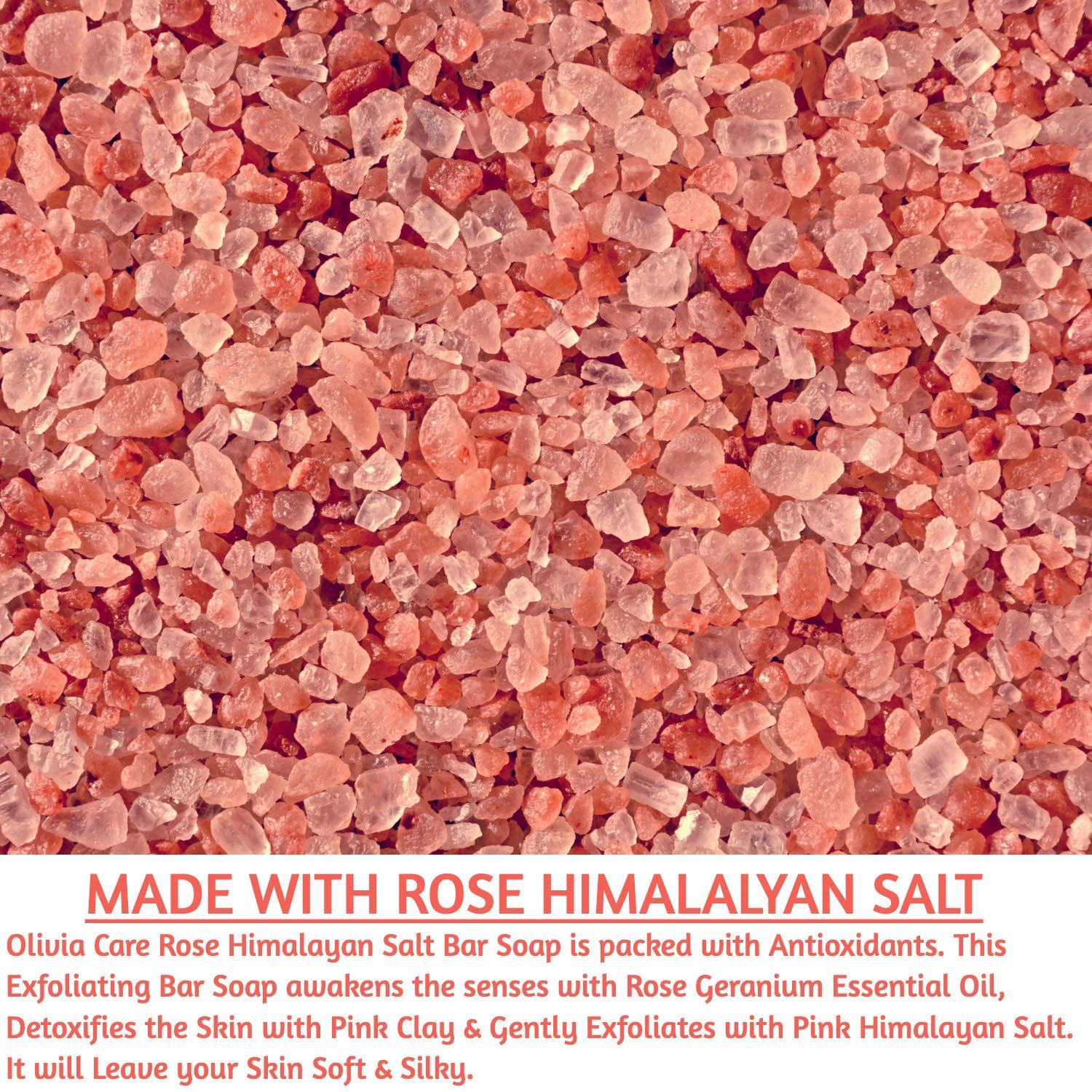 Olivia Care Rose Himalayan Salt Exfoliating Bar Soap - 100% Organic ...