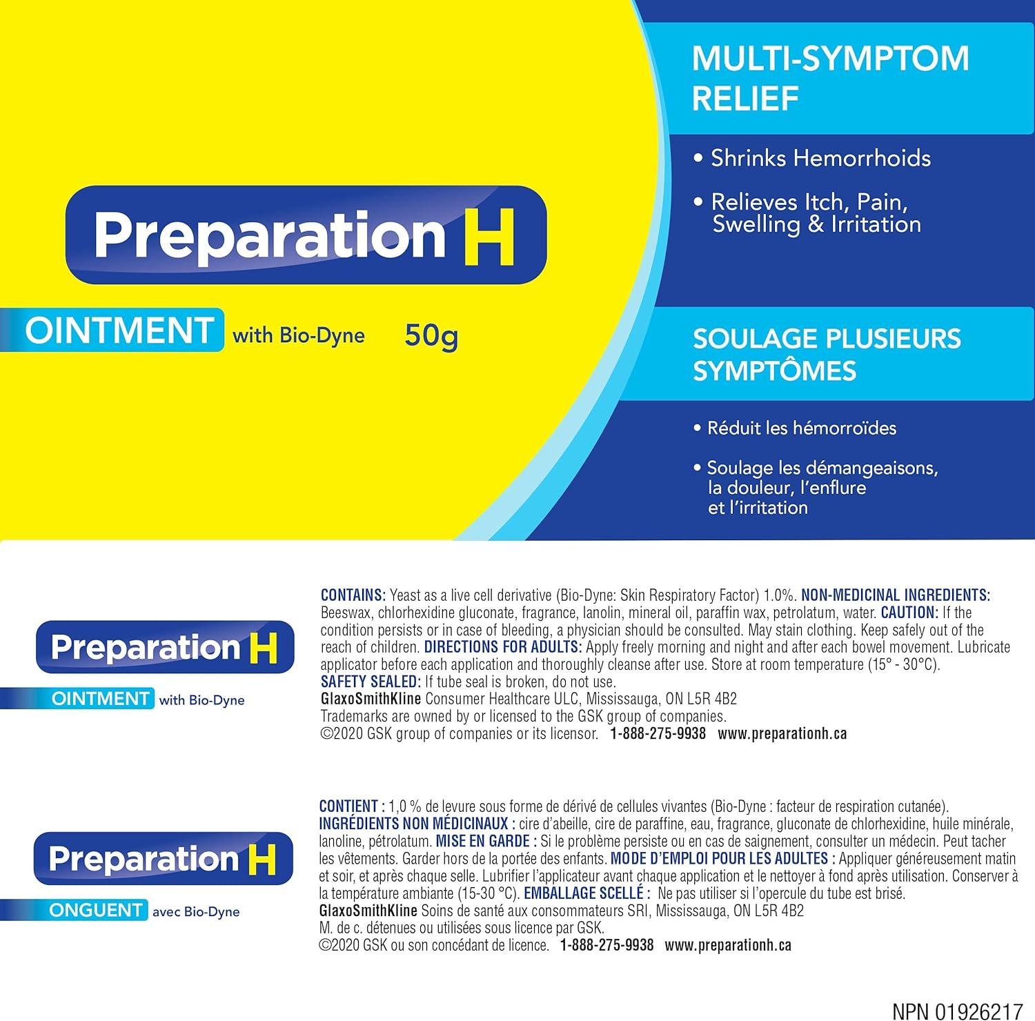 Preparation H Multi-Symptom Hemorrhoid Treatment Ointment with Bio-Dyne ...