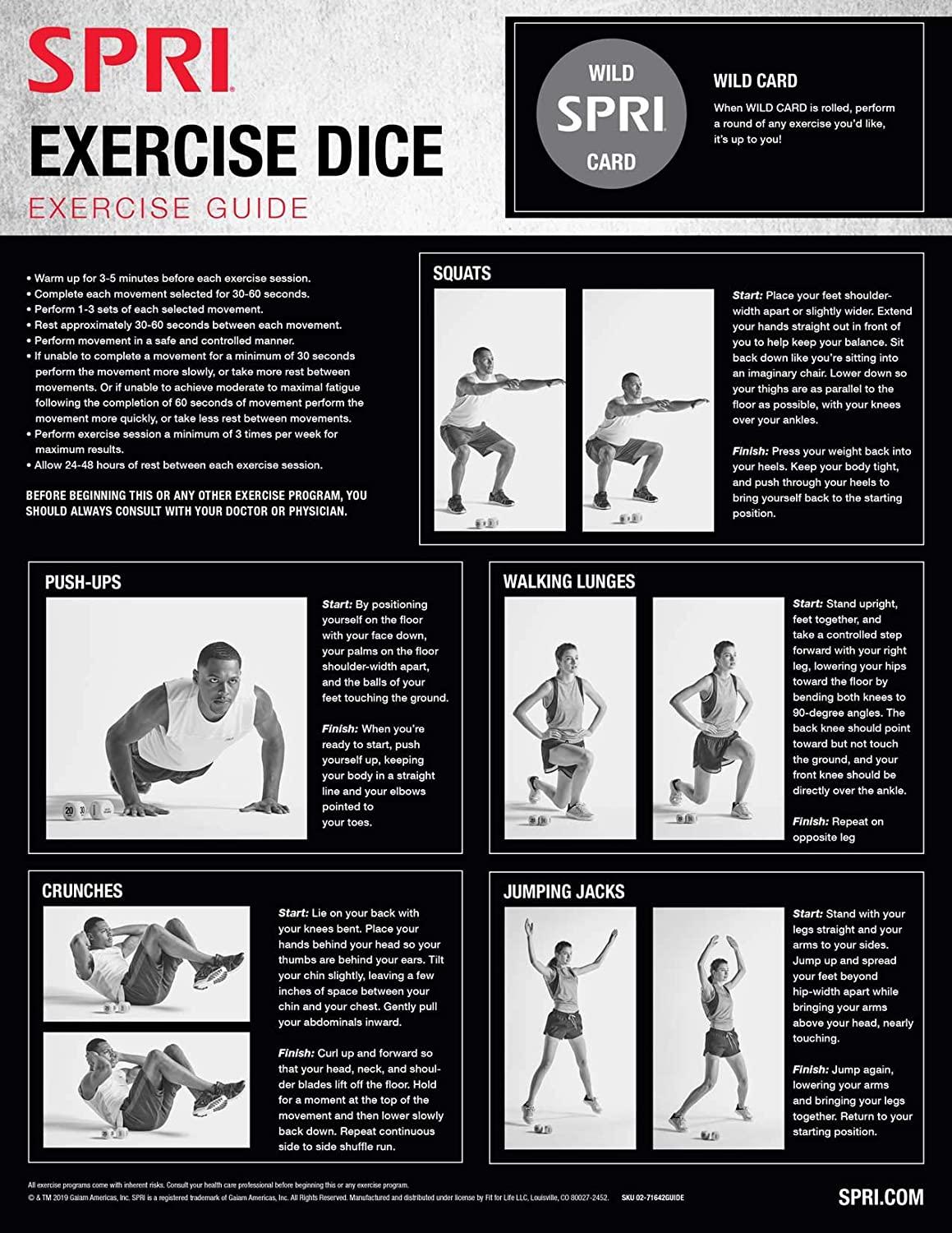 SPRI Exercise Dice for Group Fitness & Classes - Includes Push Ups ...