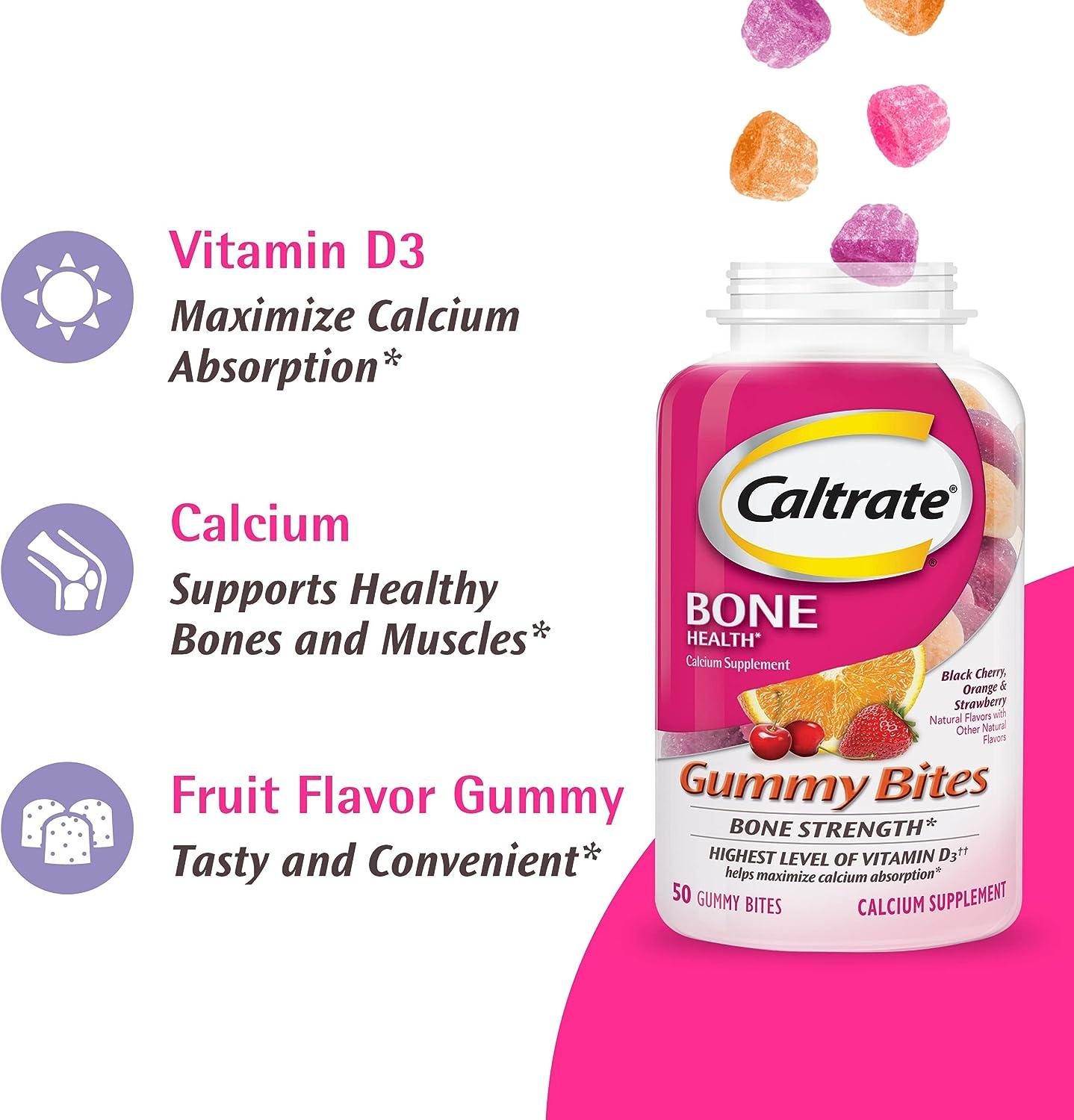 Caltrate Gummy Bites 500 mg Calcium and Vitamin D Supplement Black ...