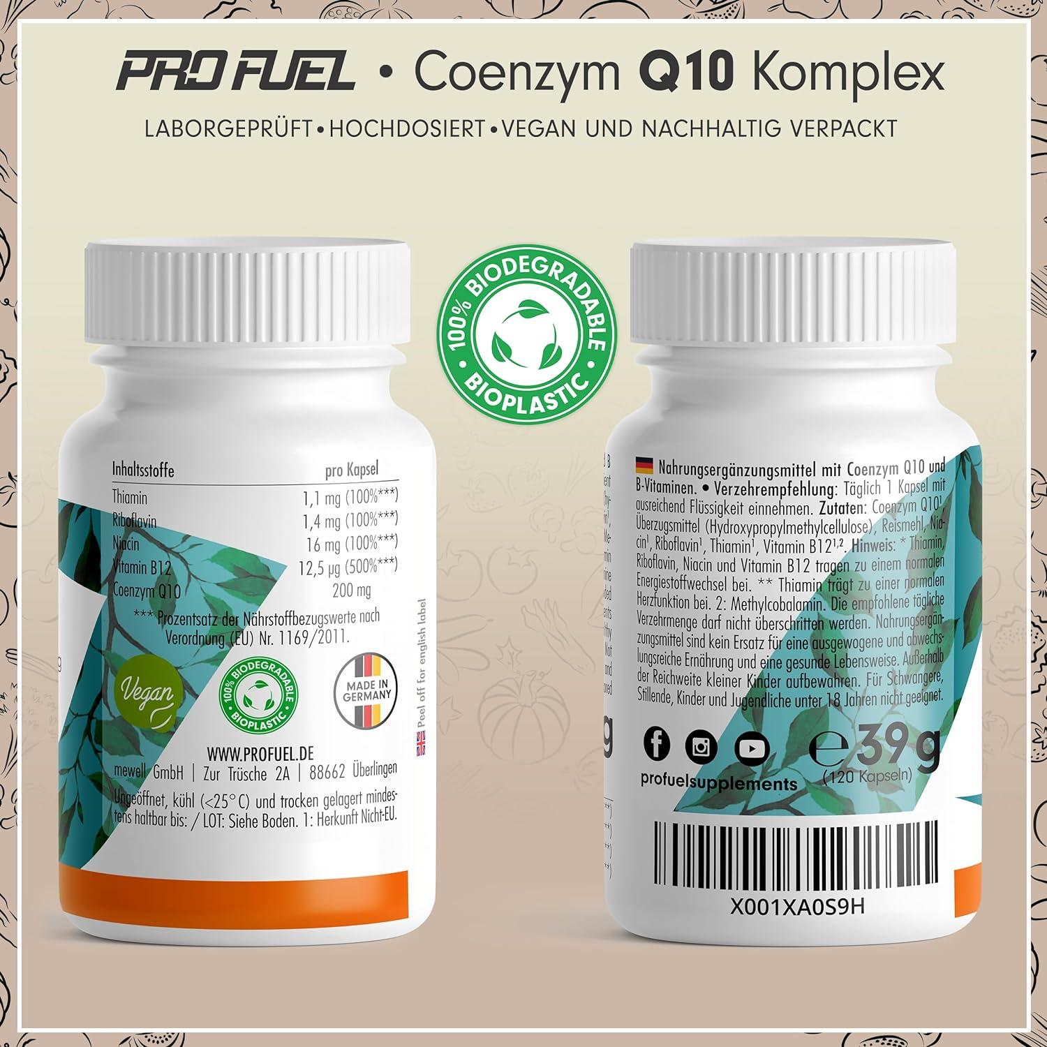 High Dose Q10 Capsules 120x - 200mg Coenzyme Q10 + Vitamins B1 B2 B3 ...