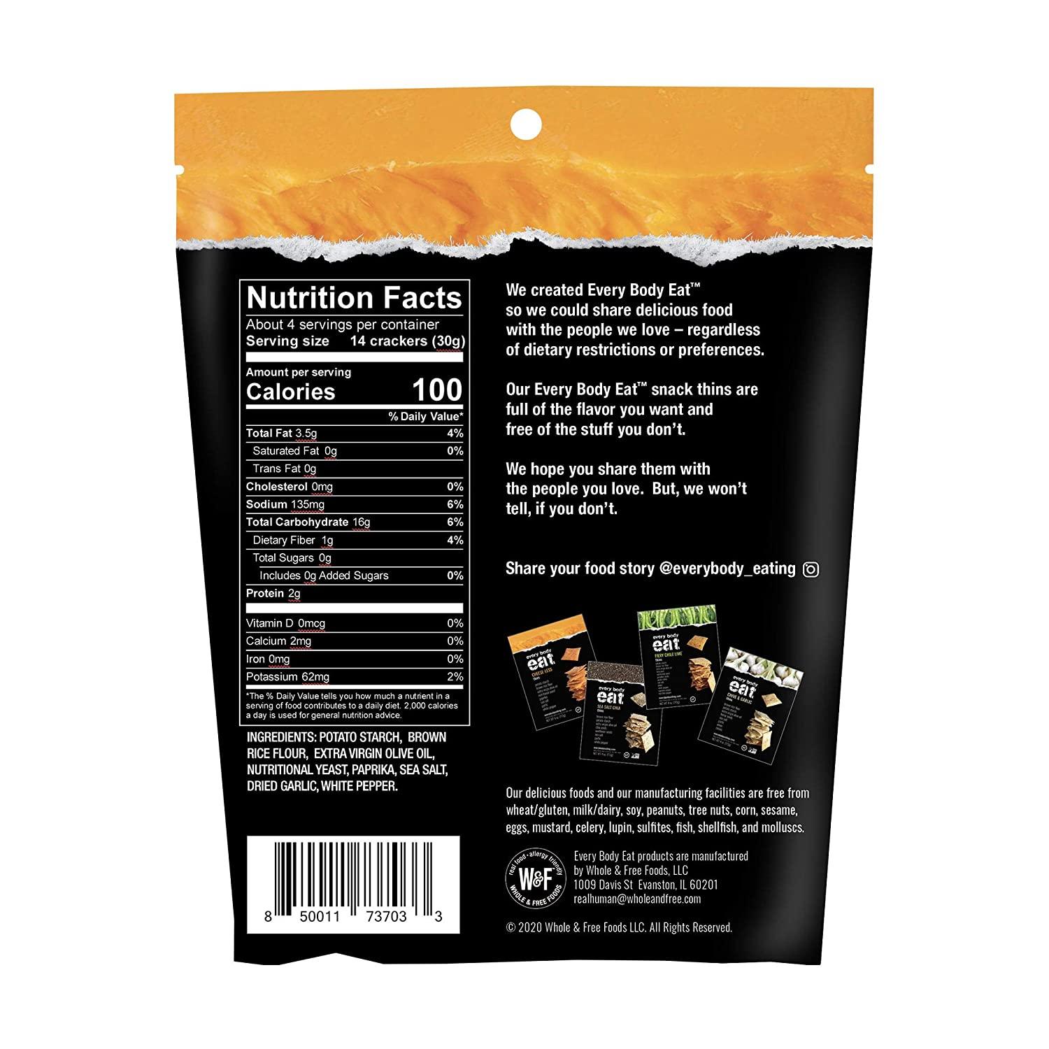 Every Body Eat Cheese-less Snack Thins - Gluten & Dairy Free Vegan ...