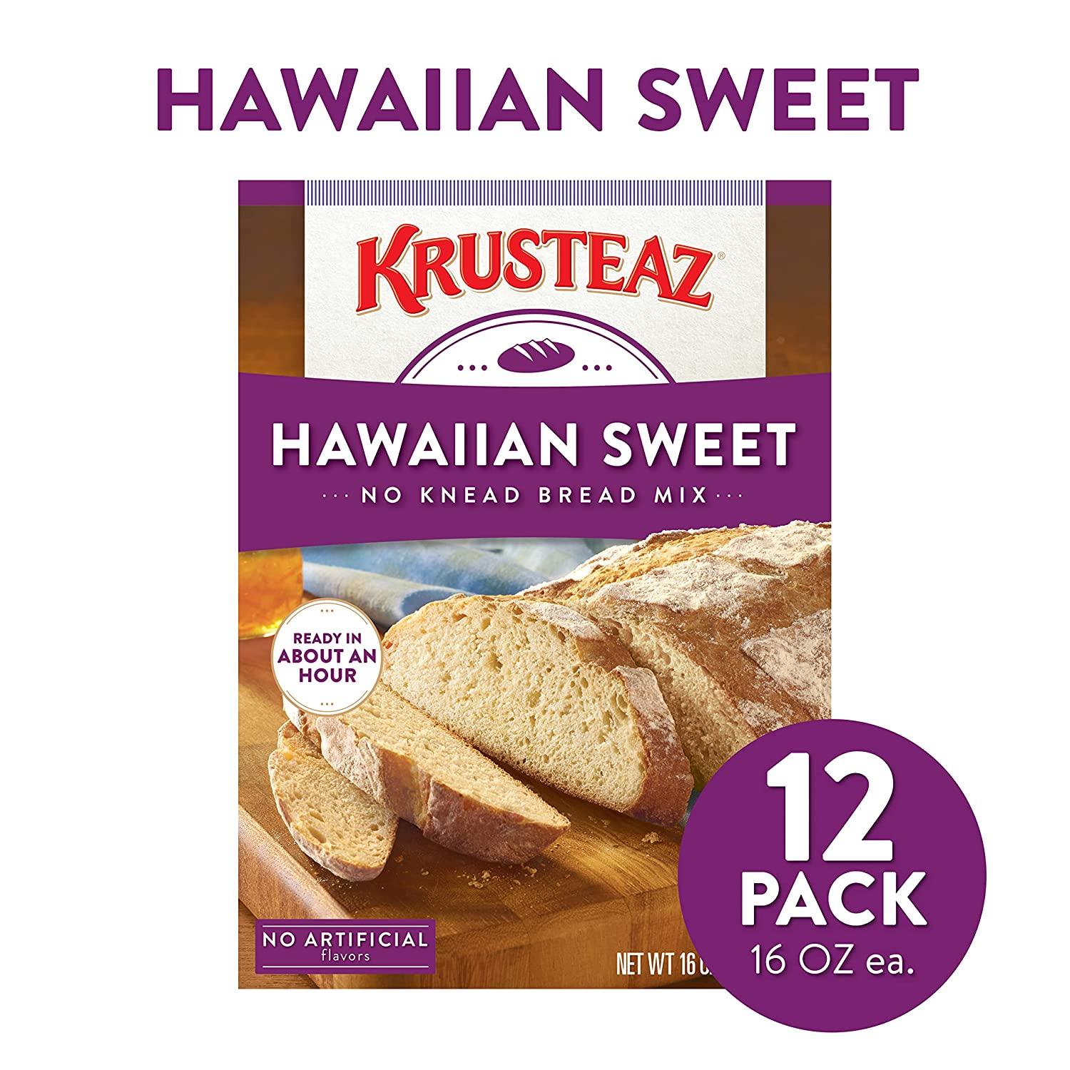 Krusteaz Hawaiian Sweet No Knead Bread Mix 16 oz (Pack of 12) - Easy ...