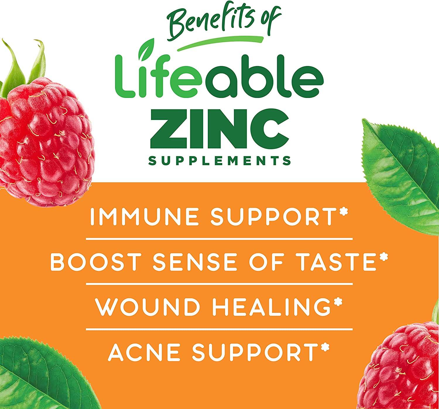 Lifeable Sugar Free Zinc Gummies 50mg - Gluten Free Vegetarian Chewable ...