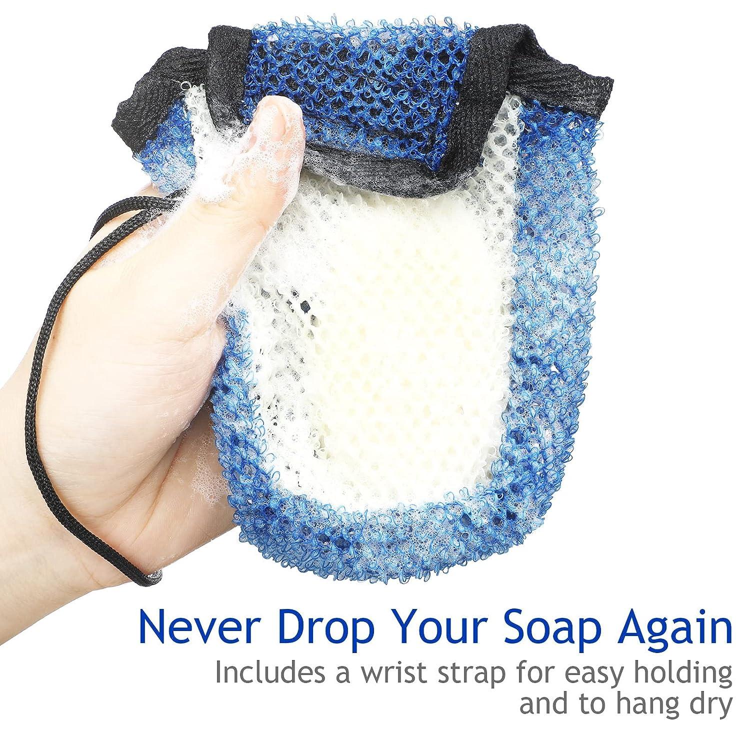 6 Pack Exfoliating Bar Soap Pouch | Dual Sided Mesh Scrubber Bag for ...