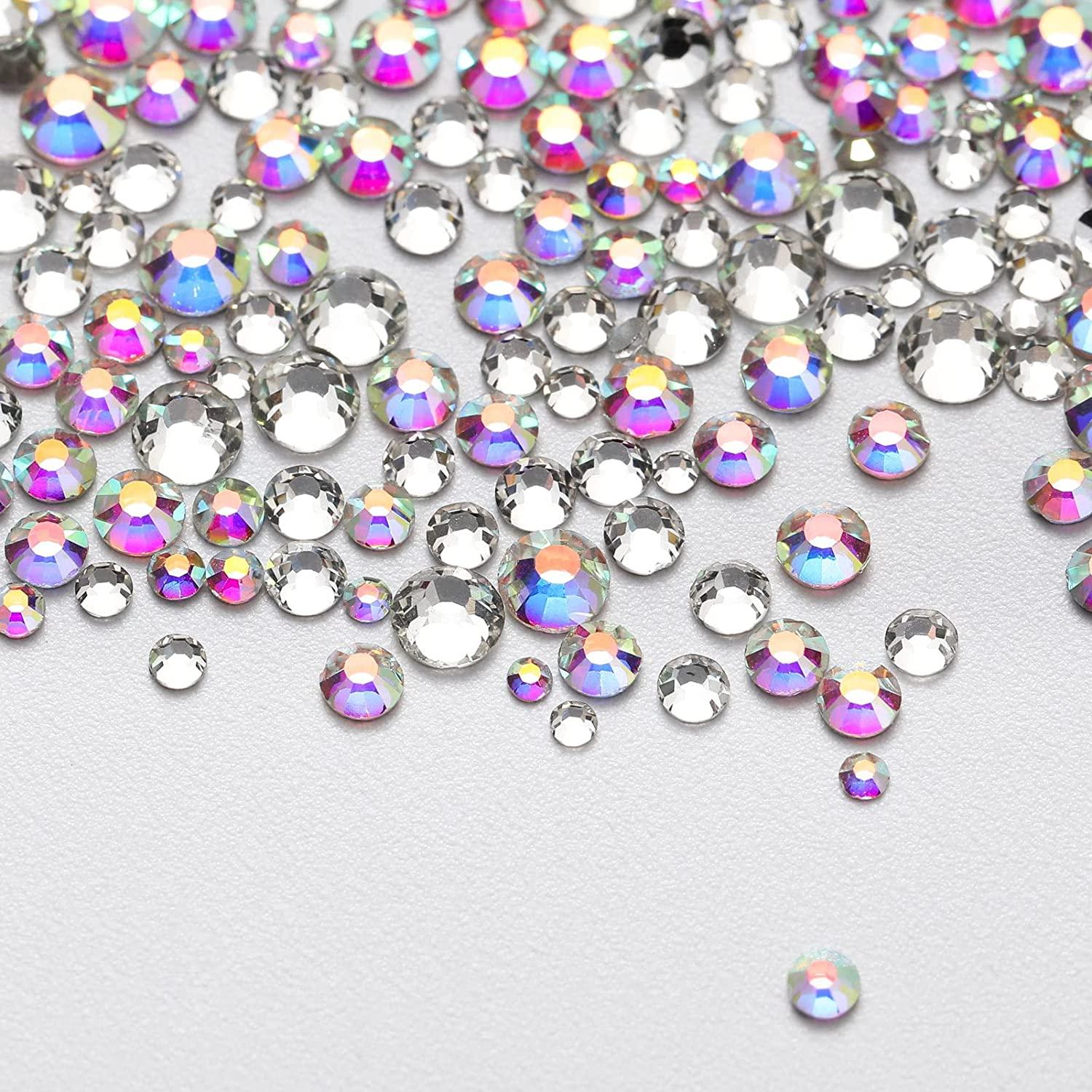 Beadsland 2880pcs Flatback Nail Rhinestones Kit - Clear AB & Crystal ...