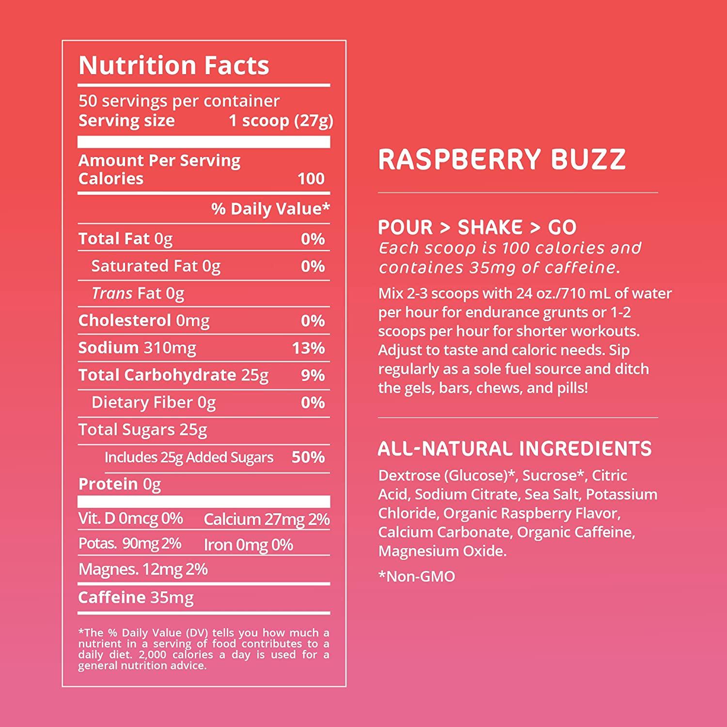 Tailwind Nutrition Endurance Fuel Caffeine Drink Mix - Raspberry Buzz ...