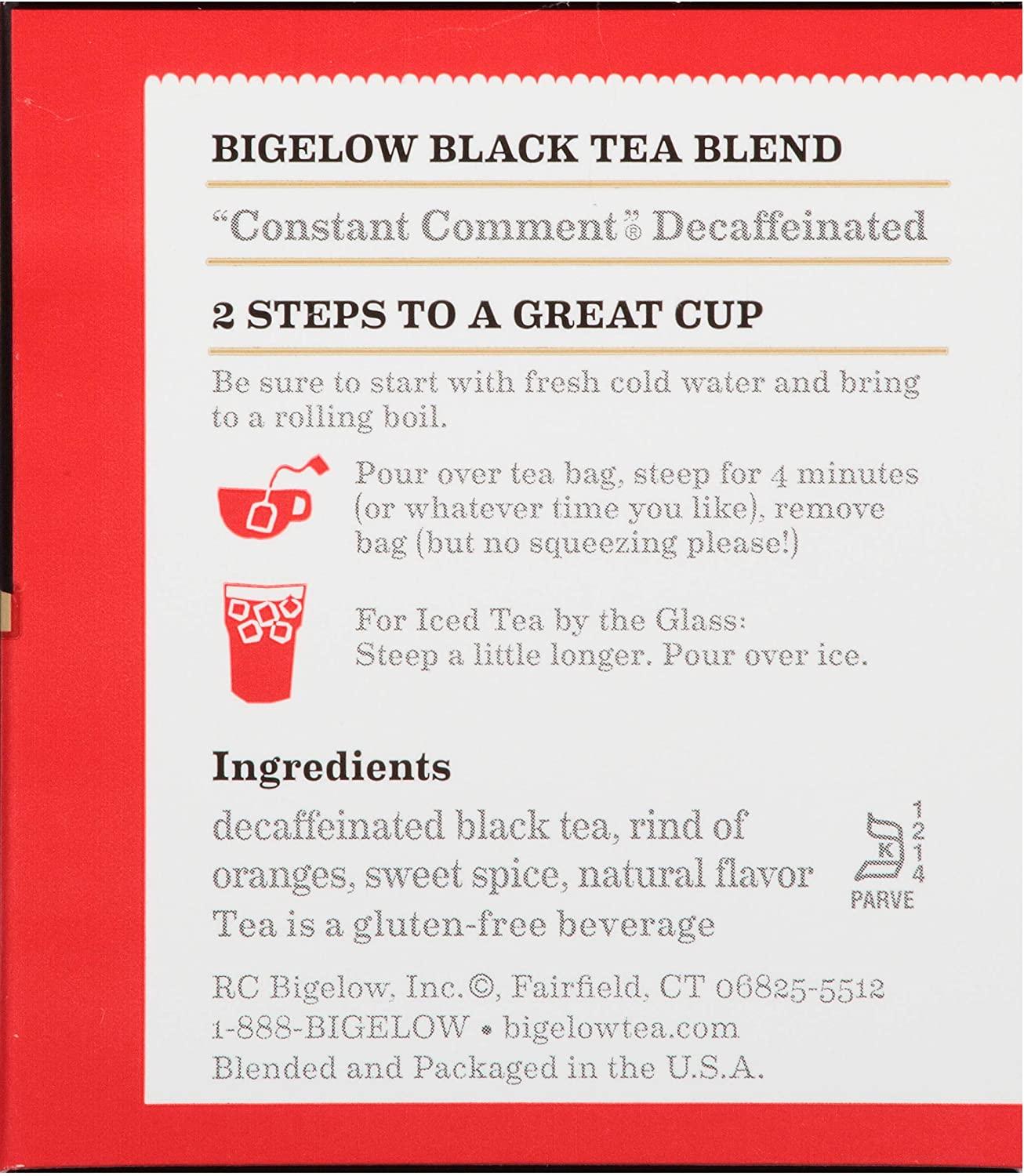 Bigelow Decaffeinated Constant Comment Black Tea, 20 Count (Pack of 6 ...