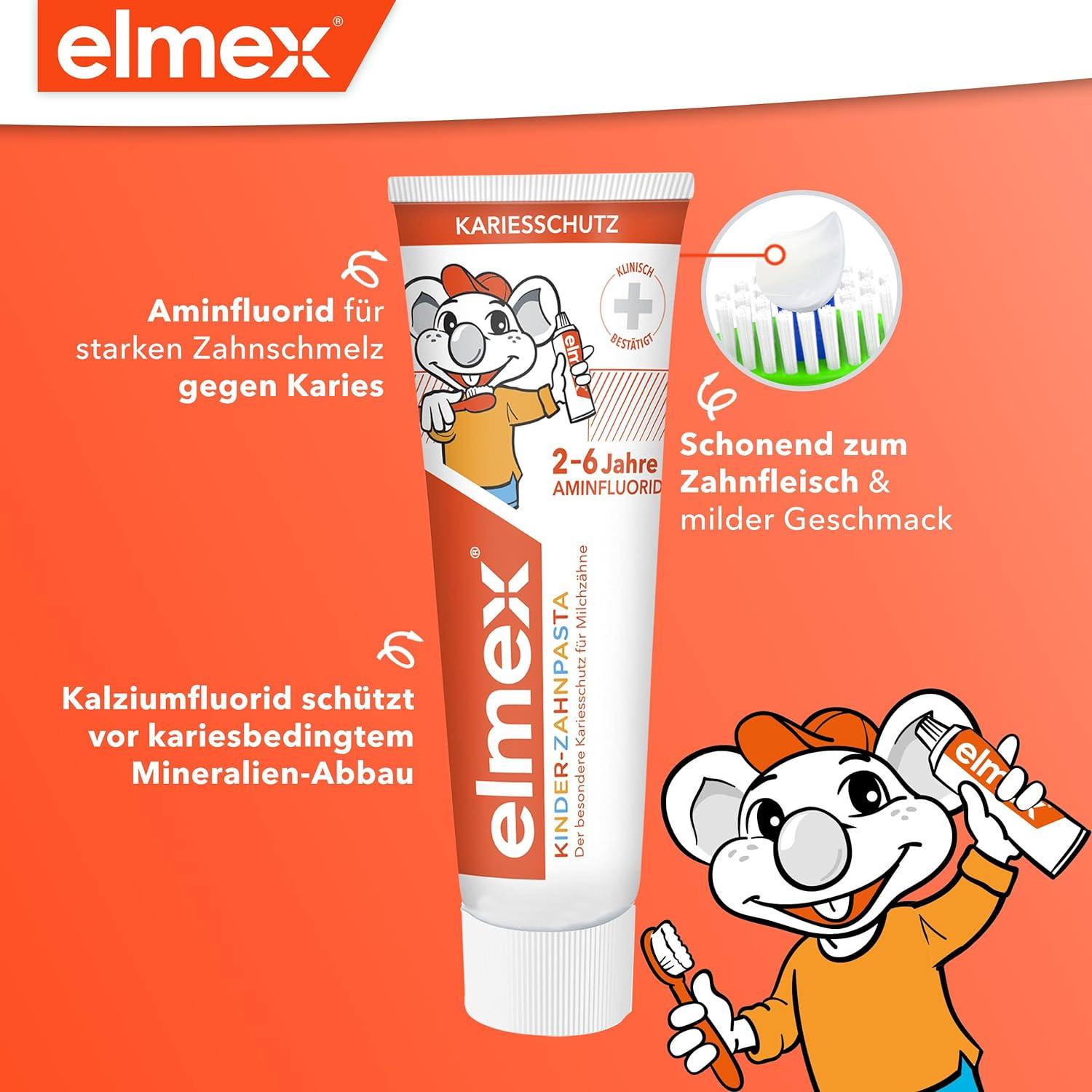 Elmex Children's Toothpaste 2-6 Years | 2x50ml | Child-Friendly Caries ...
