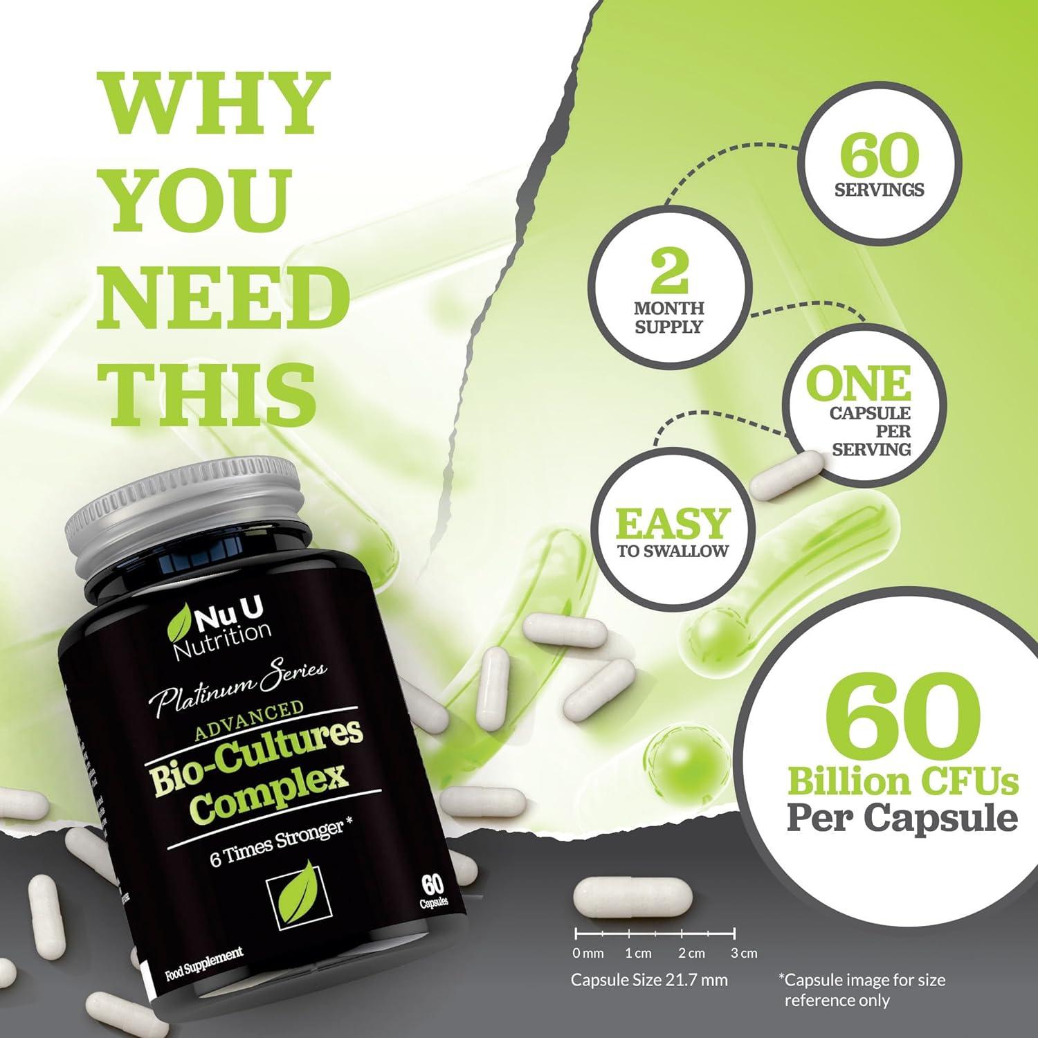 Bio Cultures Probiotics 60 Billion CFU - 60 Capsules - 2 Month Supply ...