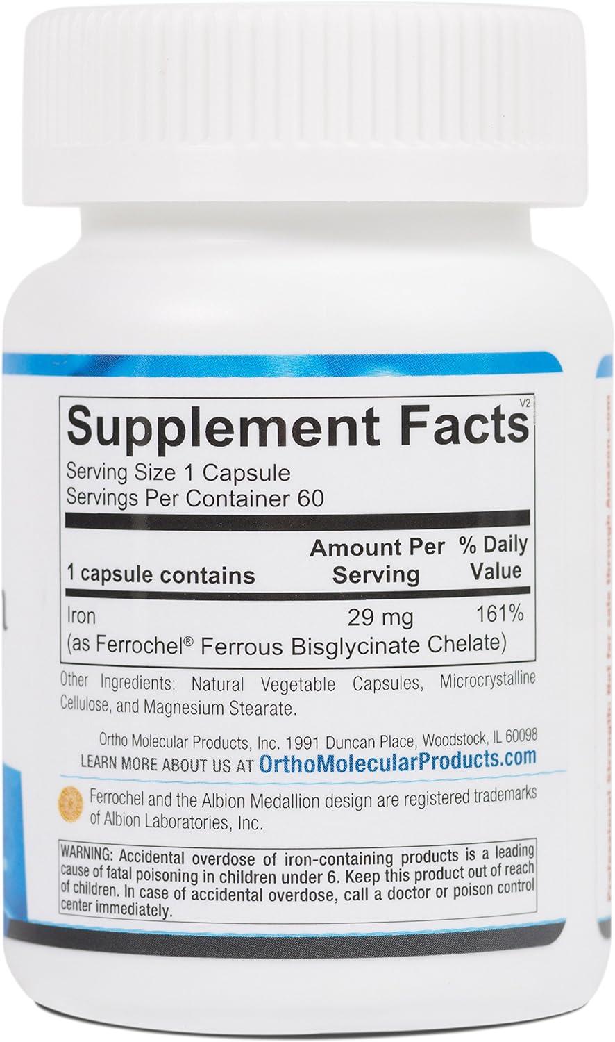 Ortho Molecular Reacted Iron - 60 Capsules | Essential Iron Supplement ...