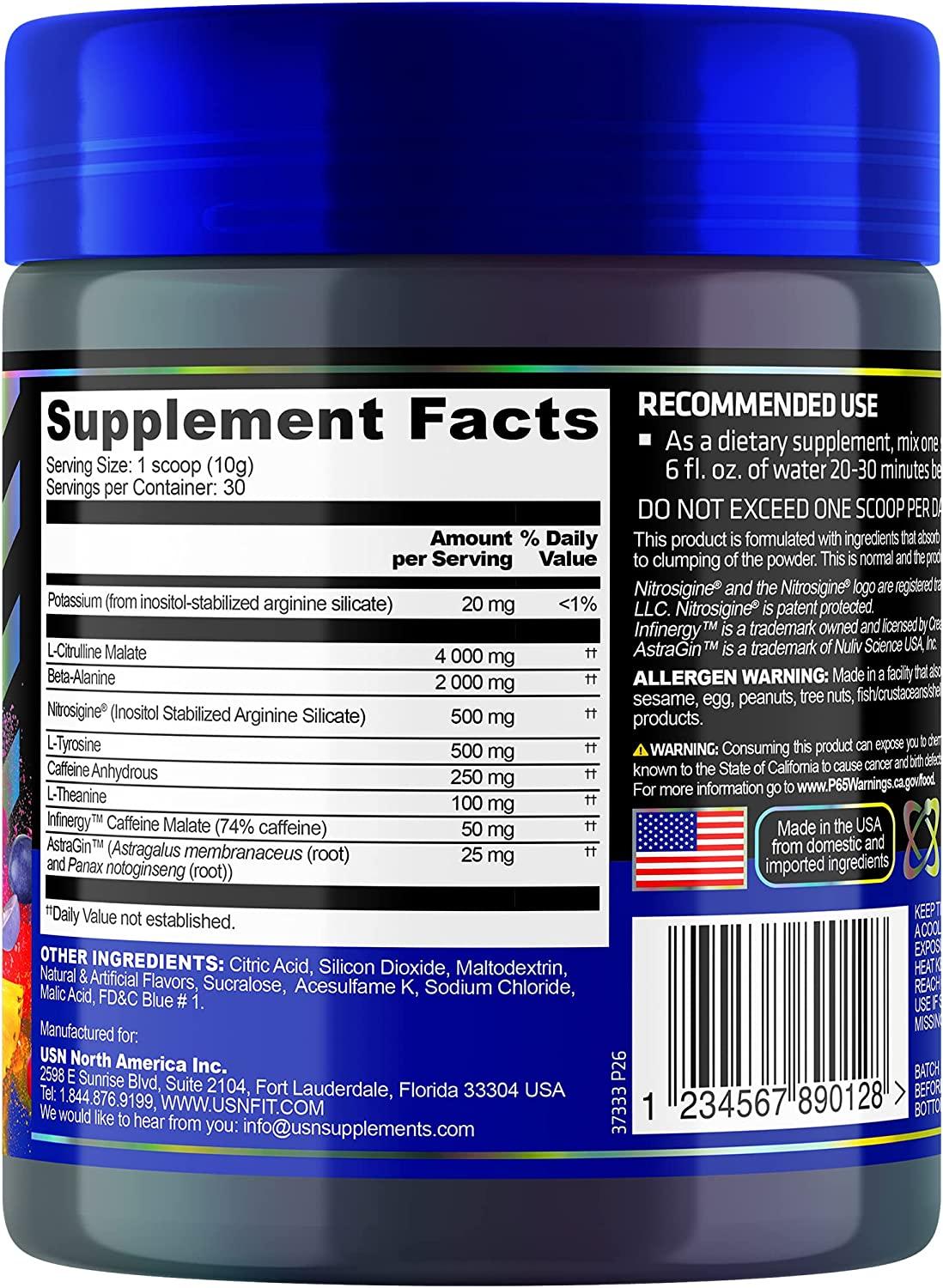 USN 3XT Power Pre-Workout Powder - Nitric Oxide Supplement for Men and ...