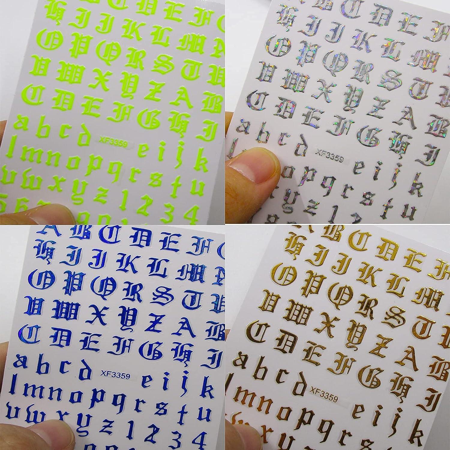 12 Sheet Alphabet Nail Art Stickers for Women, Teens, and Kids - DIY ...