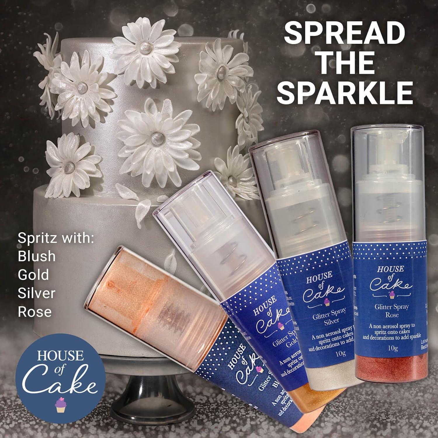 House of Cake Edible Glitter Spray Blush Non-Aerosol Paint for Cake ...