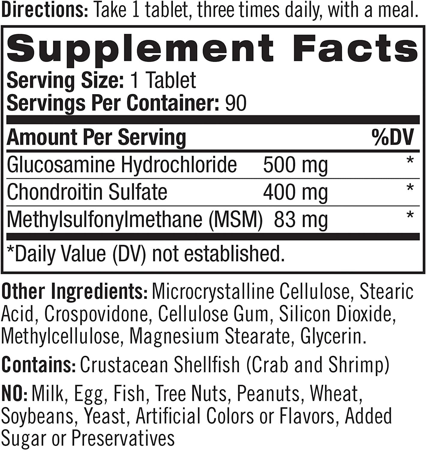 Natrol Glucosamine Chondroitin MSM Tablets - 90 Count for Joint Health ...