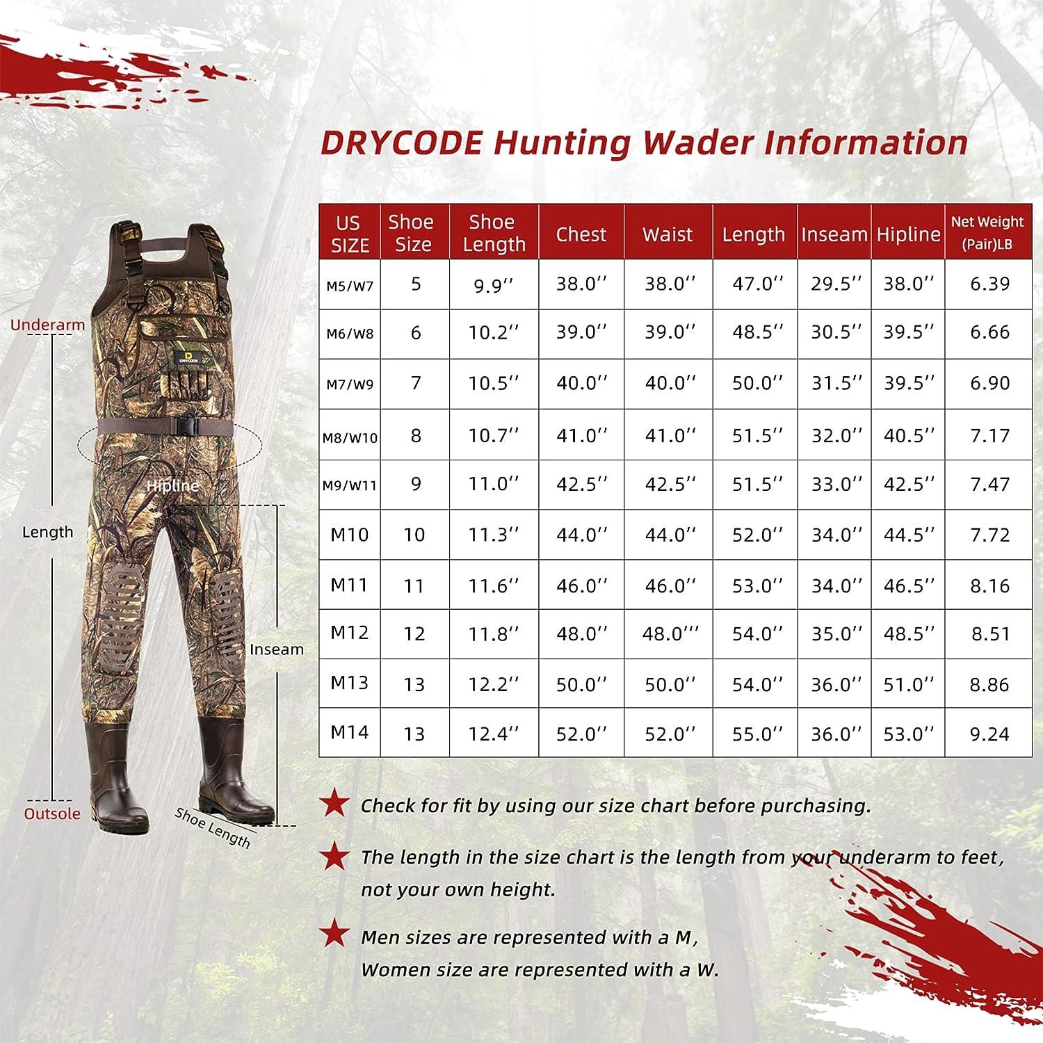 DRYCODE Waders for Men with Boots Waterproof Neoprene Chest Waders for Women Duck Hunting ...