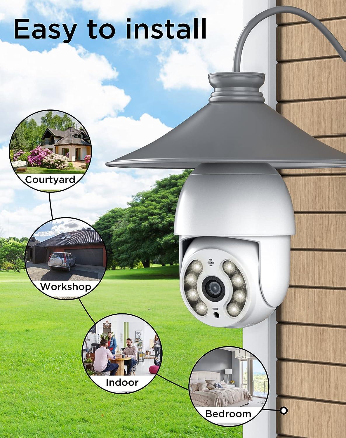 DocSmart 2K Outdoor Wireless Light Bulb Security Camera with 360Pan ...