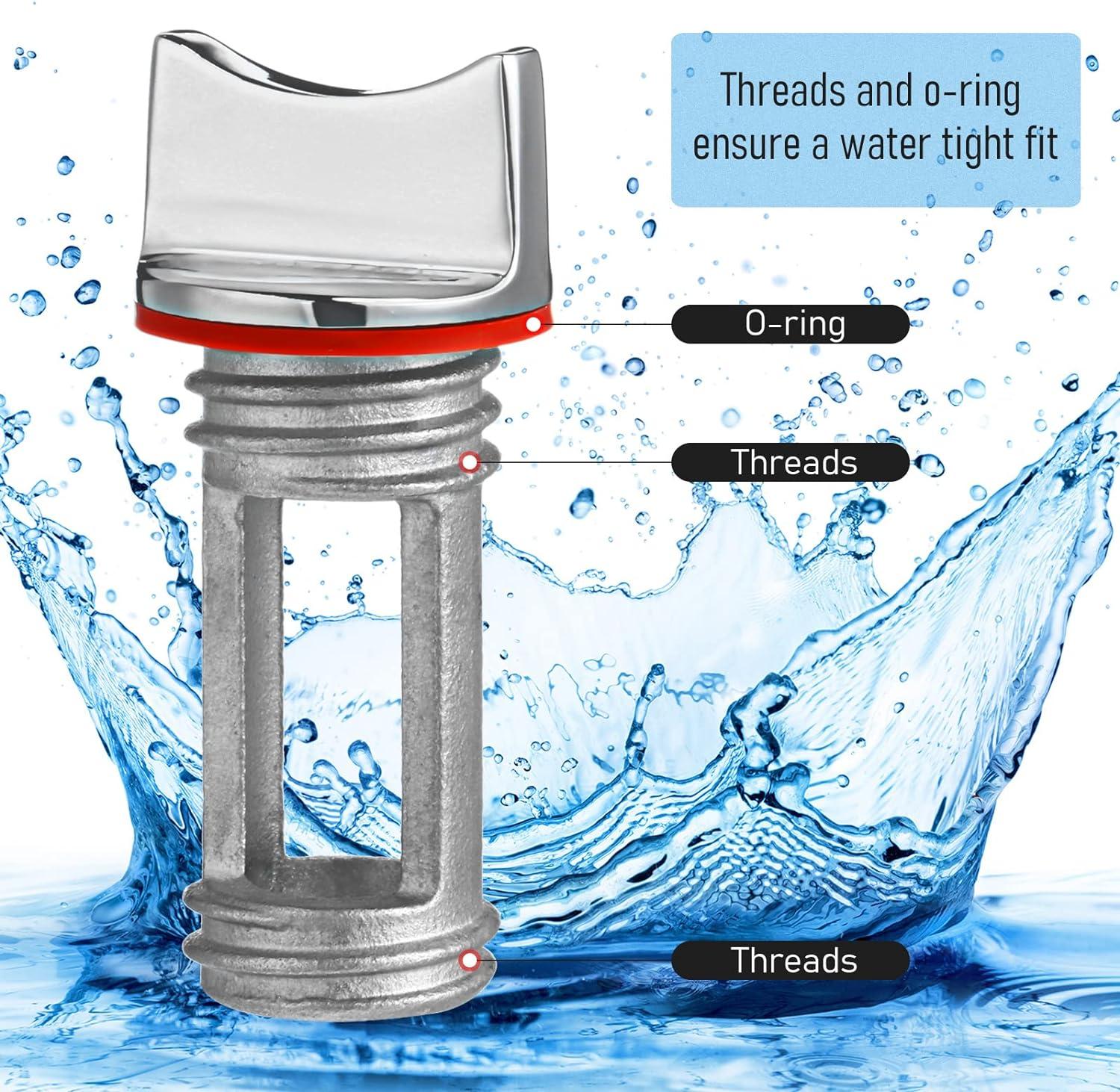 Stainless Steel Oval Garboard Transom Boat Drain Plug Kit - 2 Pack, 1 ...