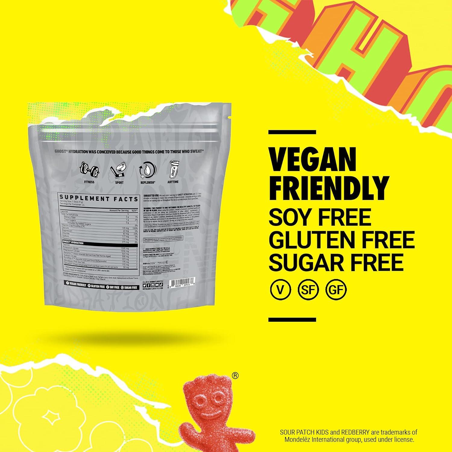 GHOST Hydration Packets Sour Patch Kids Redberry 24 Sticks ...