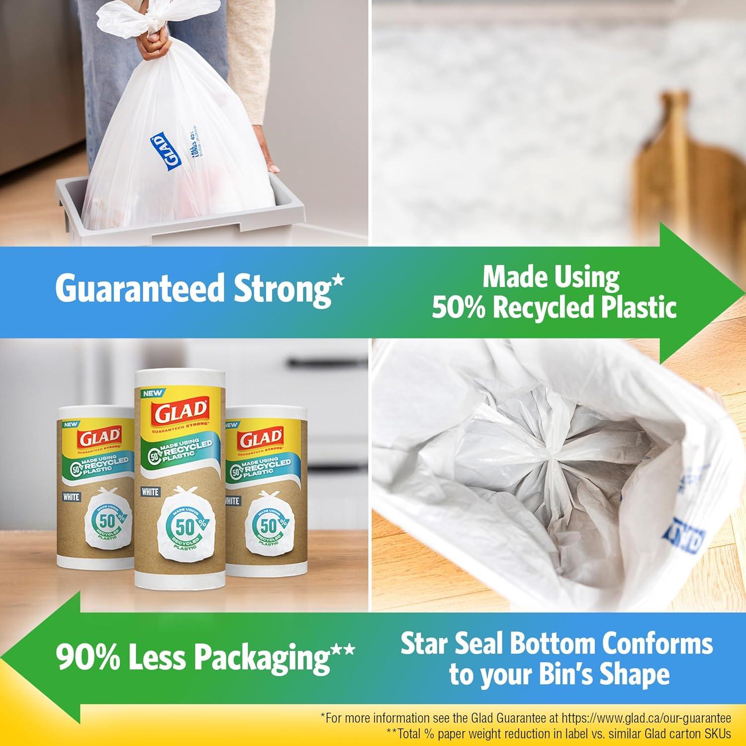 Glad White Garbage Bags - Small 25 Litres - Made using 50% Recycled ...