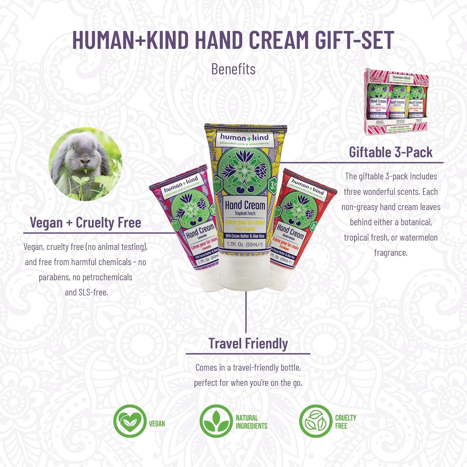 Human+Child Hand Cream Trio - 99.45% Natural Vegan 3-in-1 with Cocoa ...