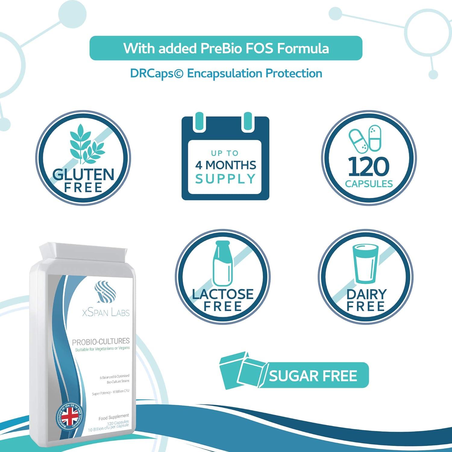 ProBio-Cultures 120 Capsules - High Strength 10 Billion Live CFU Multi-Strain Bio-Cultures ...