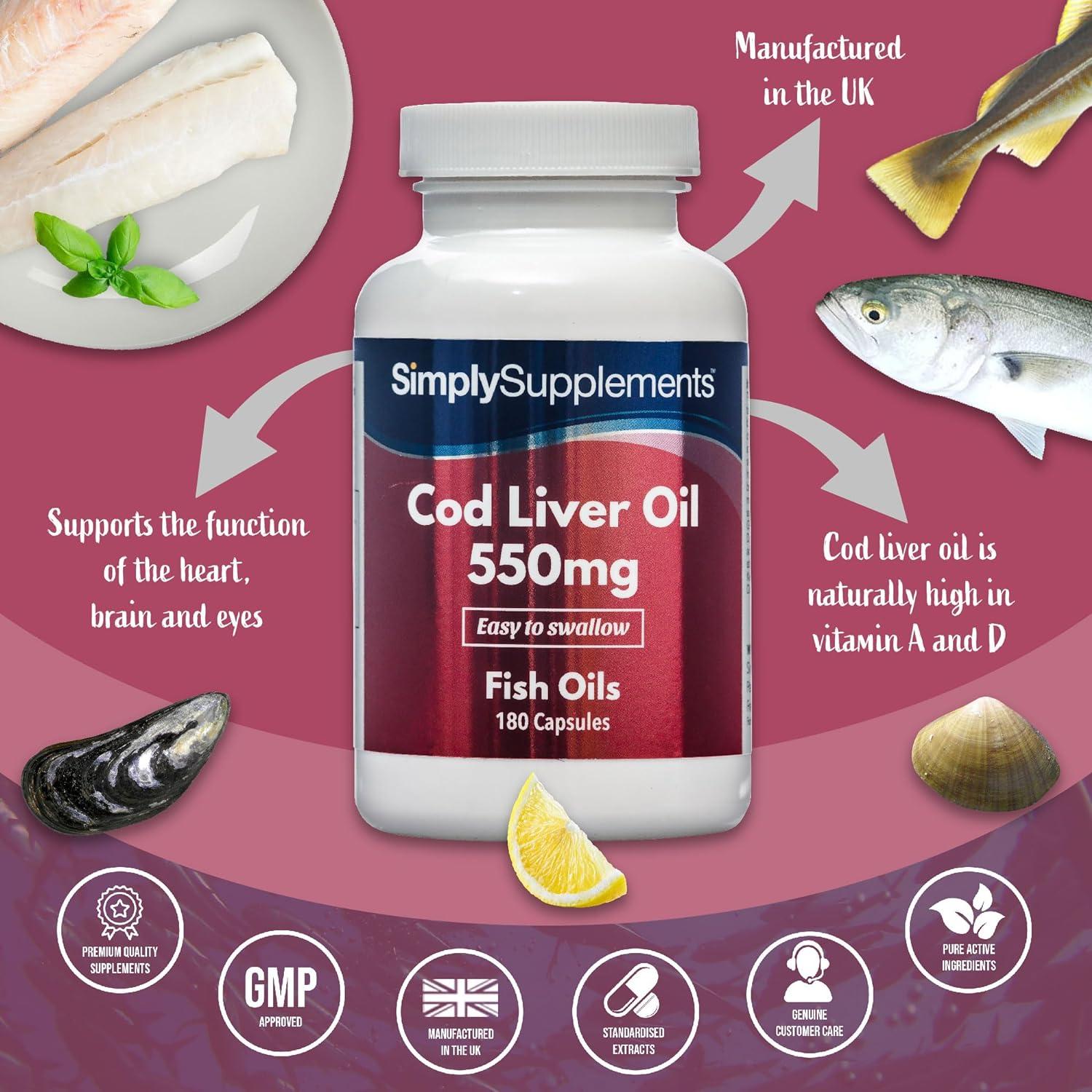 Premium Cod Liver Oil 550mg | Sustainably Sourced | 2X 180 Capsules ...