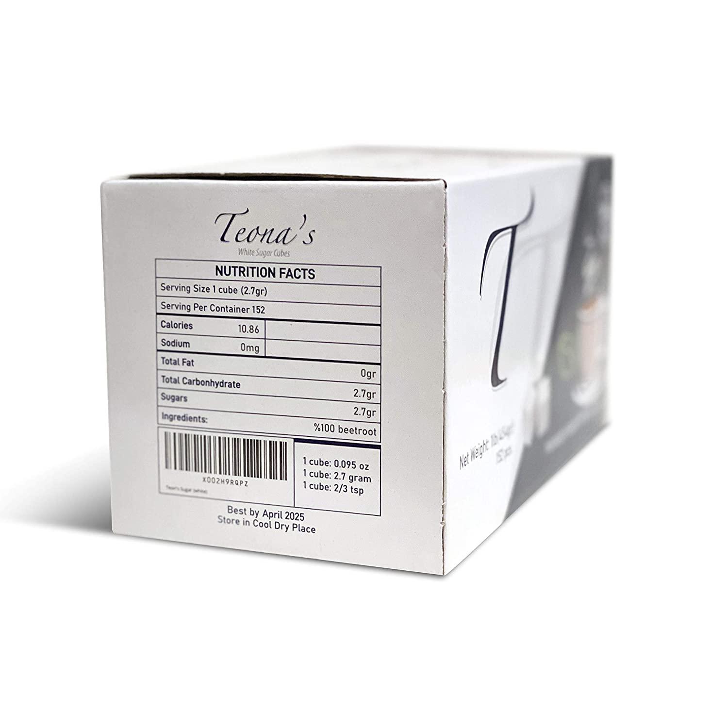 Teonas Individually Wrapped White Sugar Cubes (152 Cubes) - 1lb Box - Ideal for Tea, Coffee ...