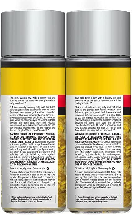 Ab Cuts Enhanced CLA Belly Fat Formula - 240 Softgels for Men & Women ...