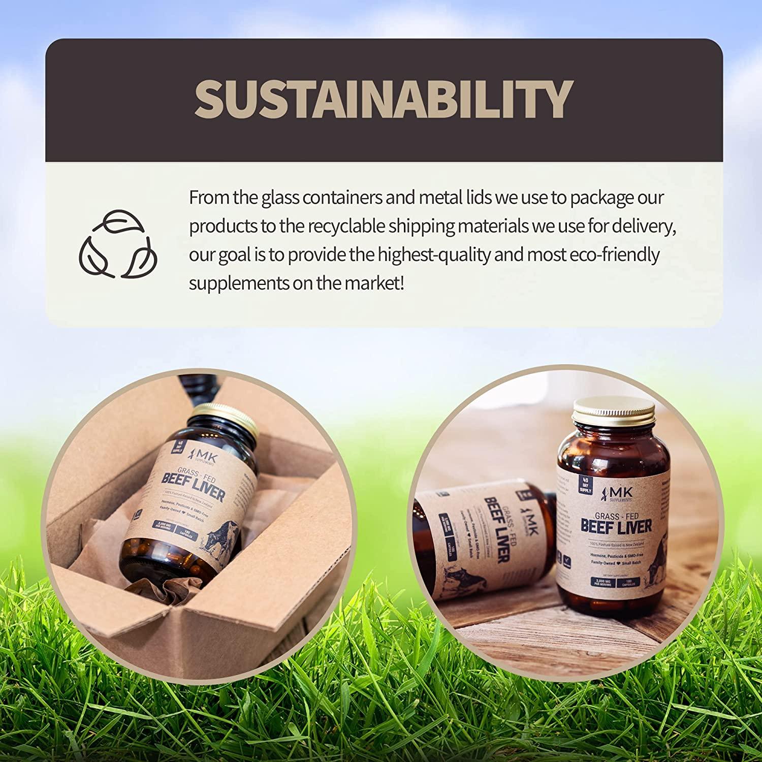 MK Supplements Grass-Fed Beef Liver 3000mg - 180 Capsules - 100% ...