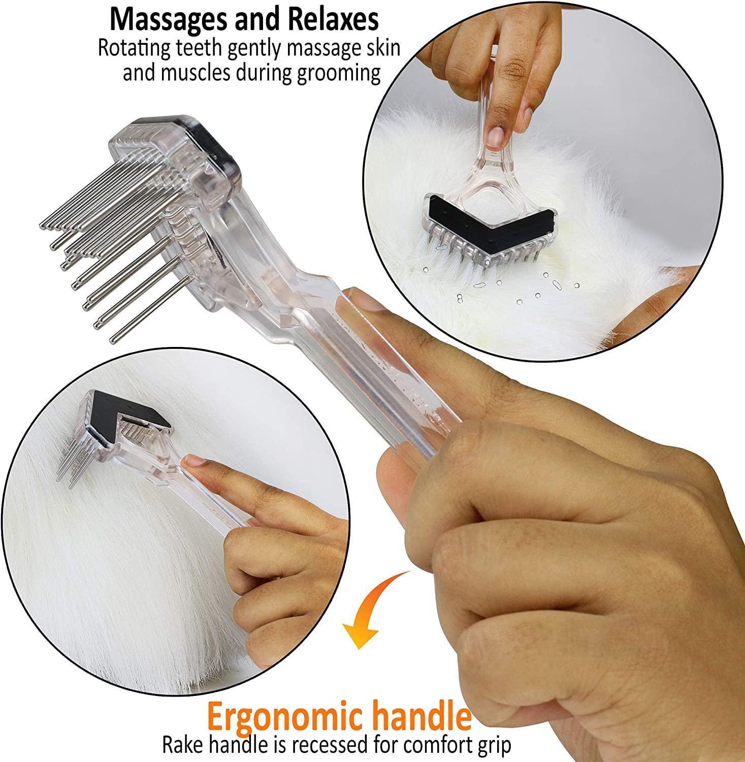 Untangler Mini Rake Pet Comb - Long V-Shape Double Row Stainless Steel ...
