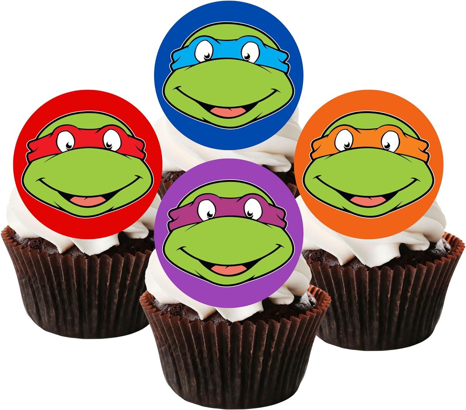 24 Ninja Turtle Cupcake Toppers Theme #1 Edible Ninja Turtle Cake ...