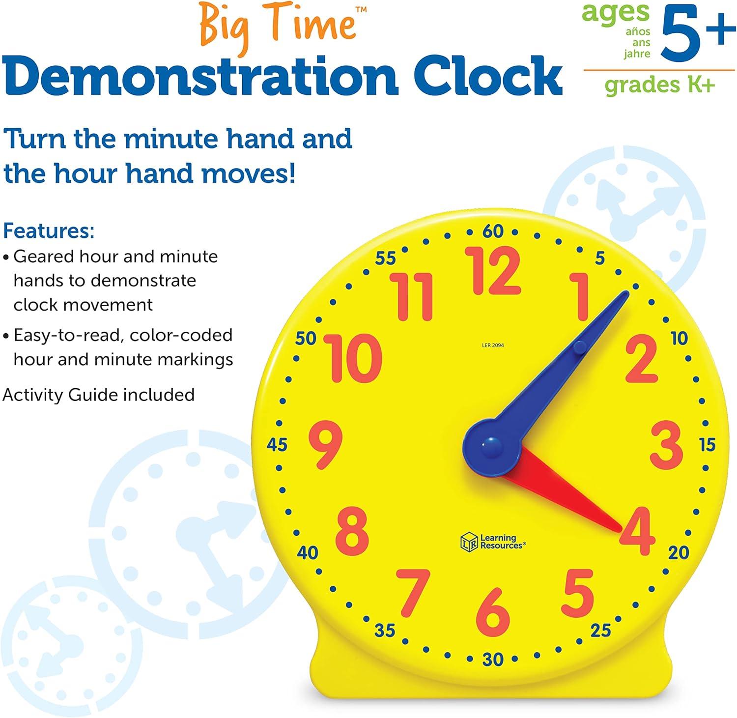 Buy Learning Resources Big Time Learning 12-Hour Learning Clock ...