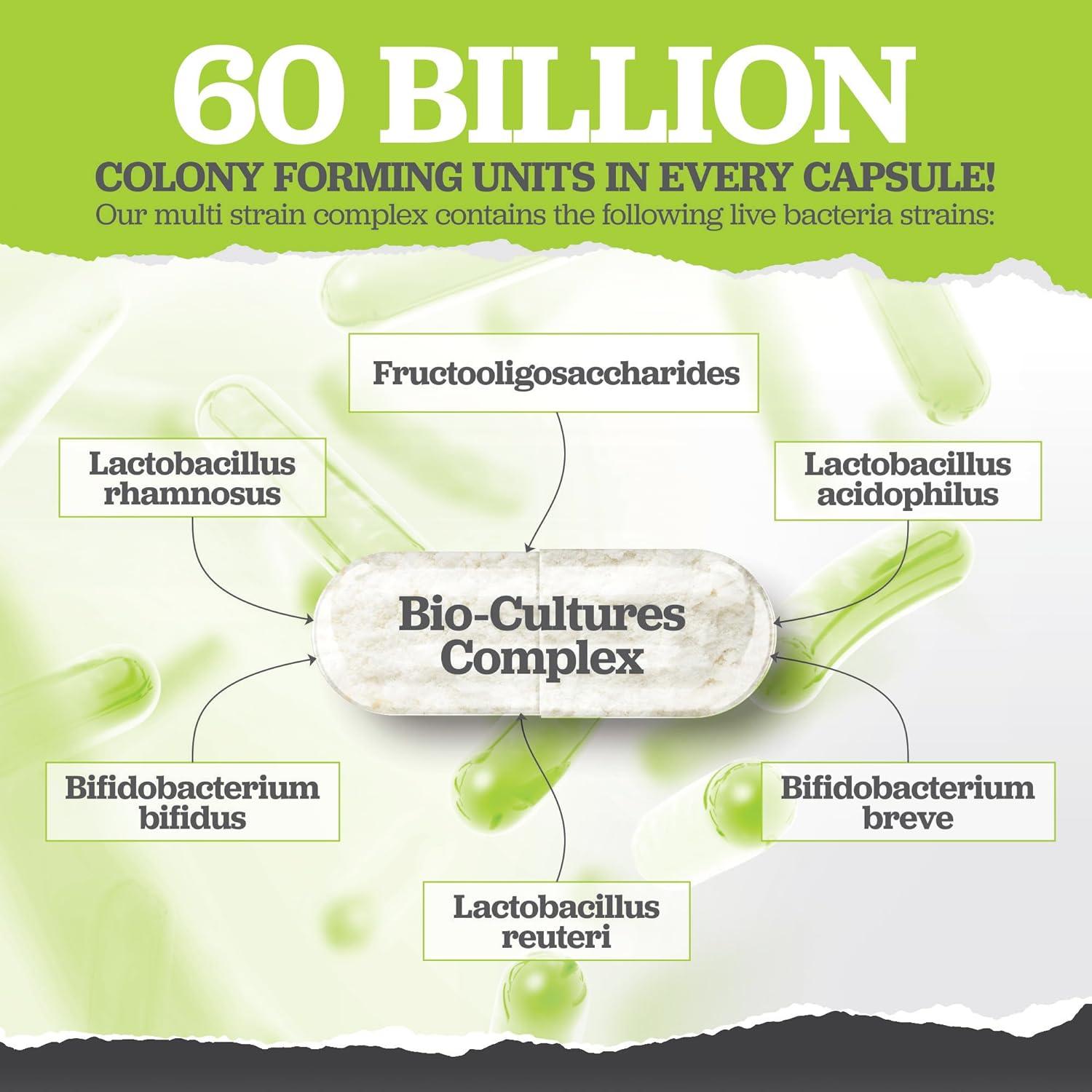 Bio Cultures Probiotics 60 Billion CFU - 60 Capsules - 2 Month Supply ...