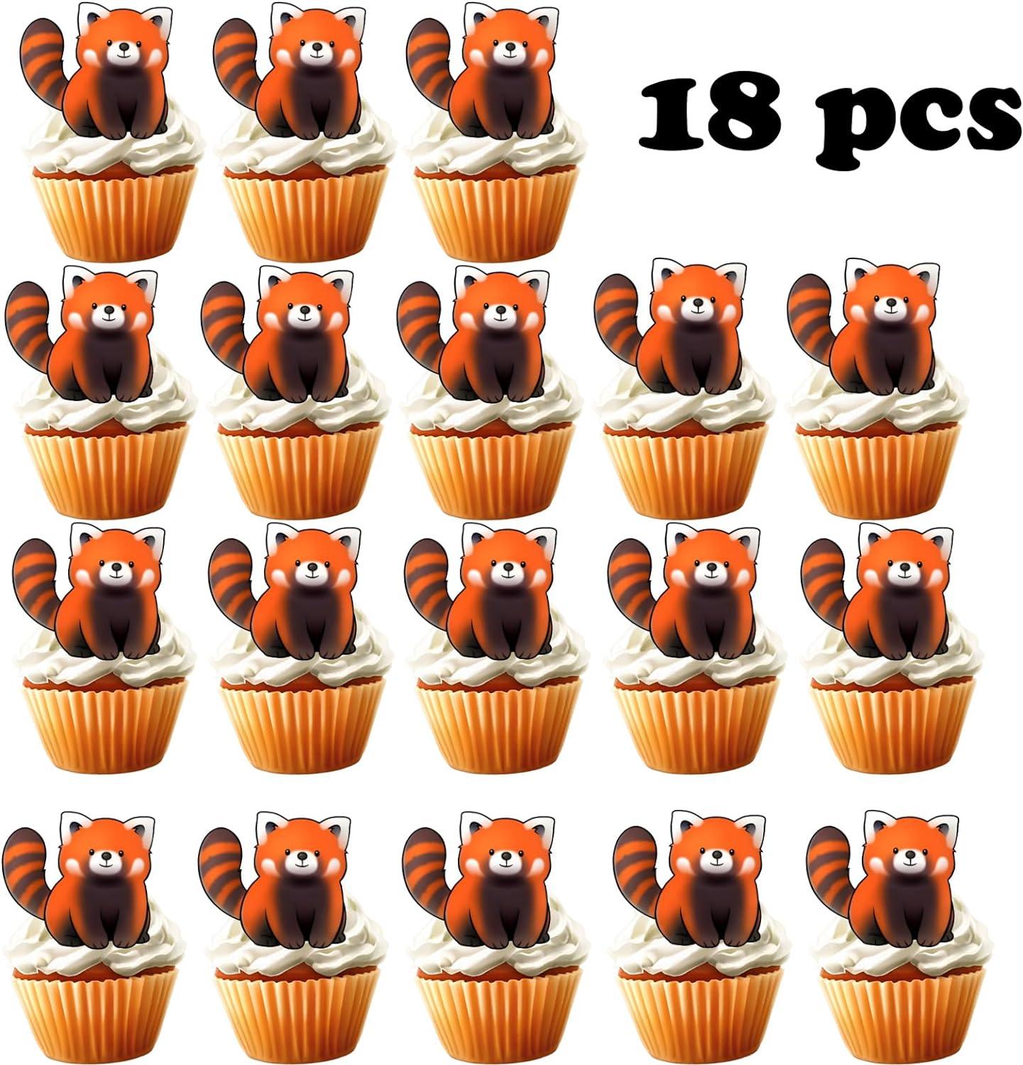 18pcs Red Panda Cupcake Toppers for Boys Girls Baby Shower Woodland ...