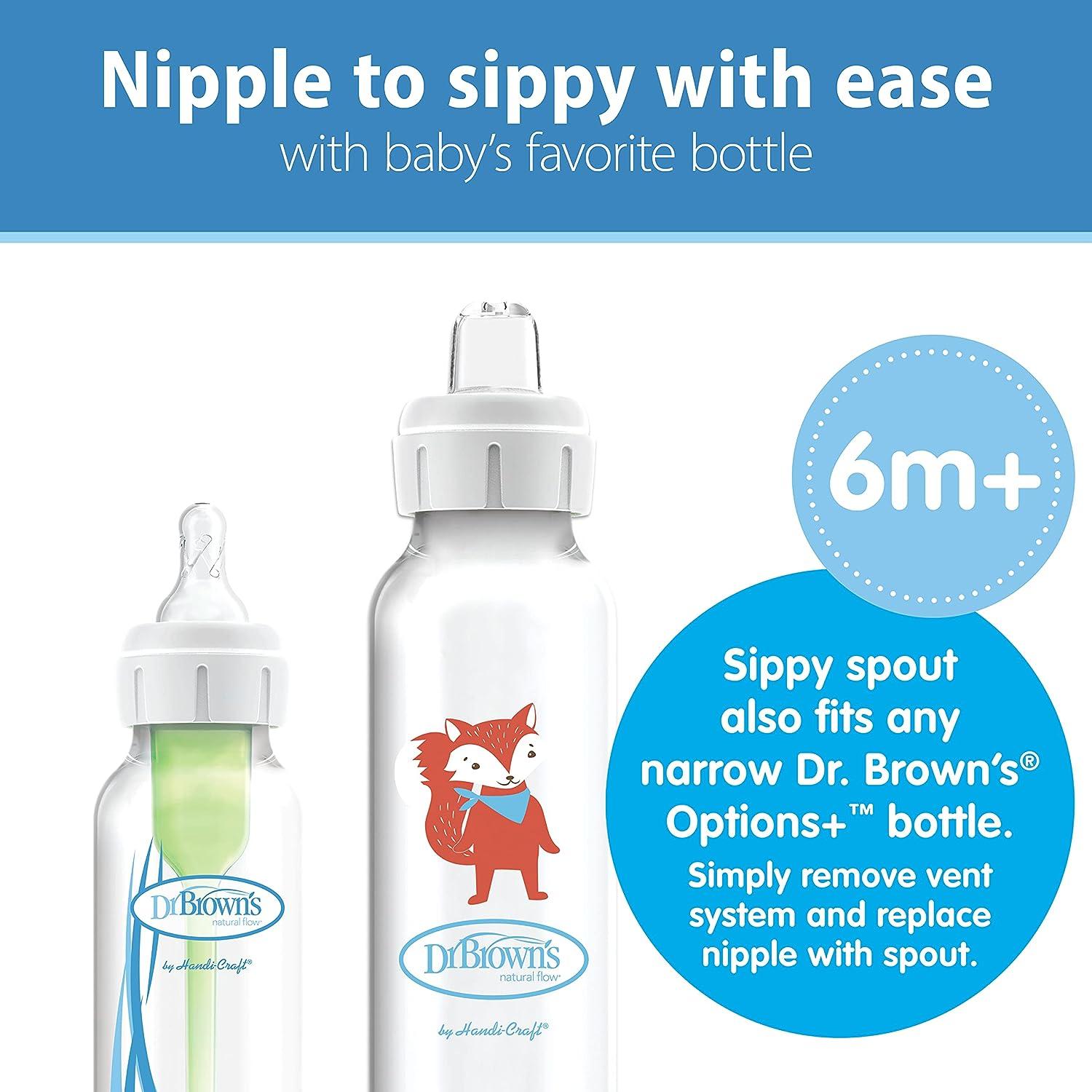 Dr. Brown's Milestones Narrow Sippy Bottle - 100% Silicone Soft Spout ...