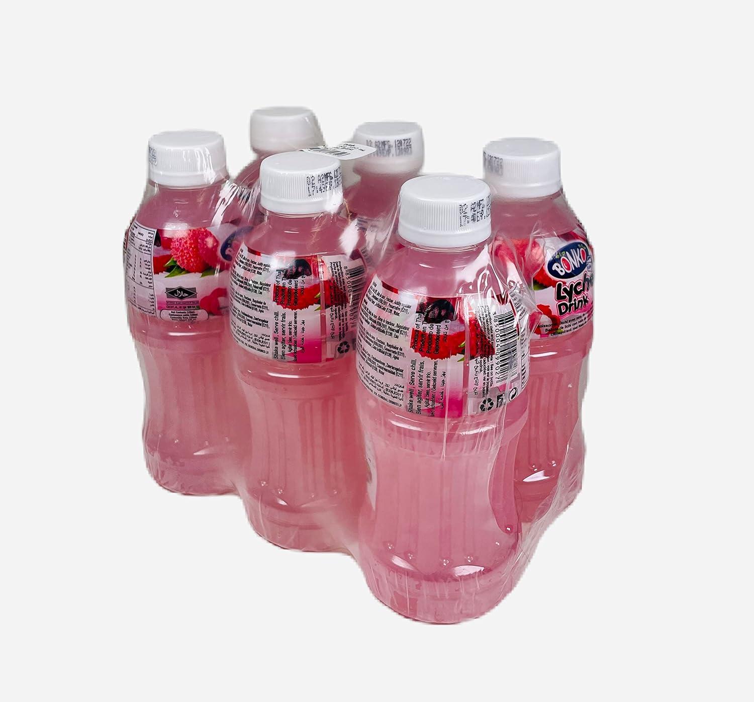 Bonko Lychee Drink with NATA de Coco 320ml (6 Bottles) - Refreshing ...