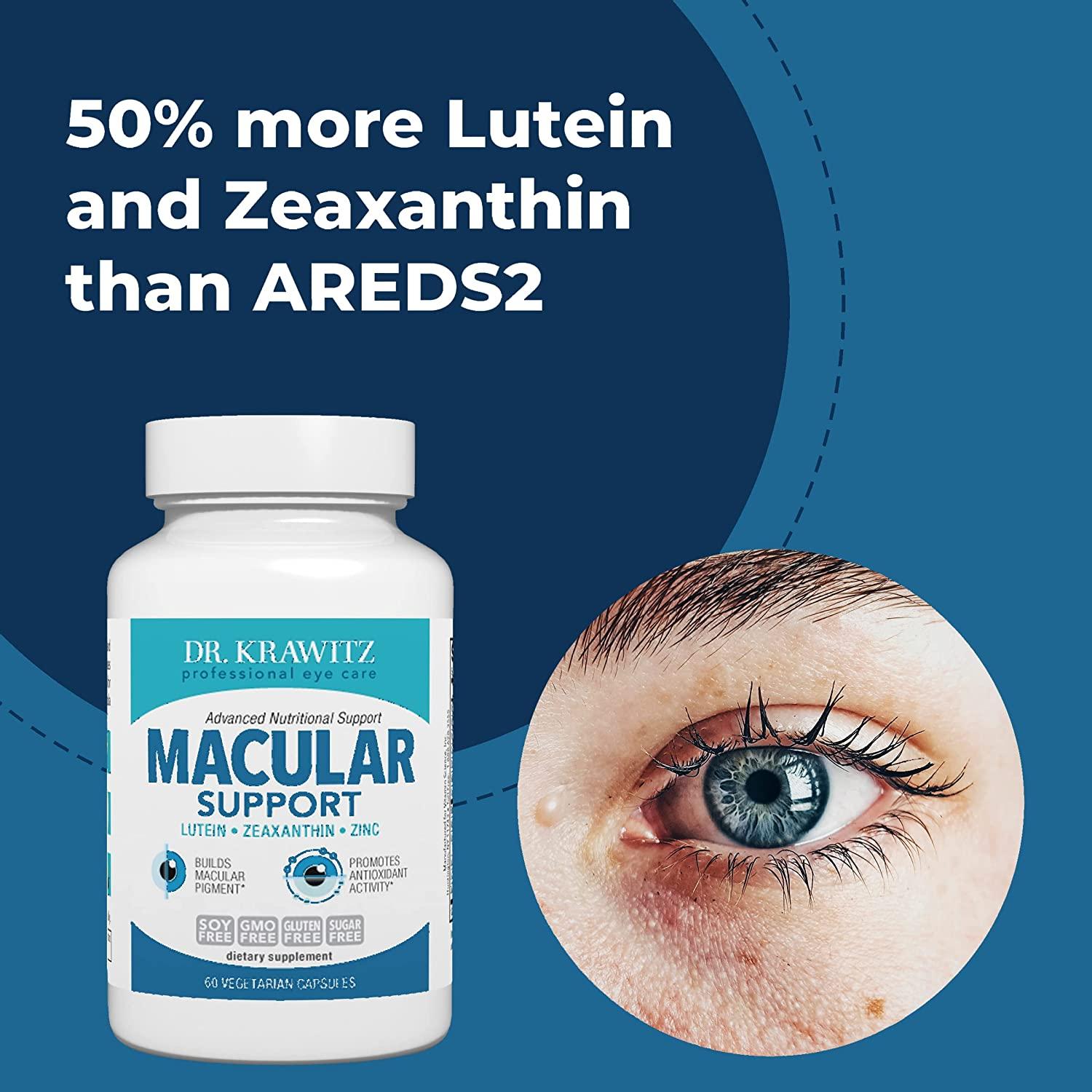 Macular Support with Lutein, Zeaxanthin & Zinc - 60 Vegetarian Capsules ...