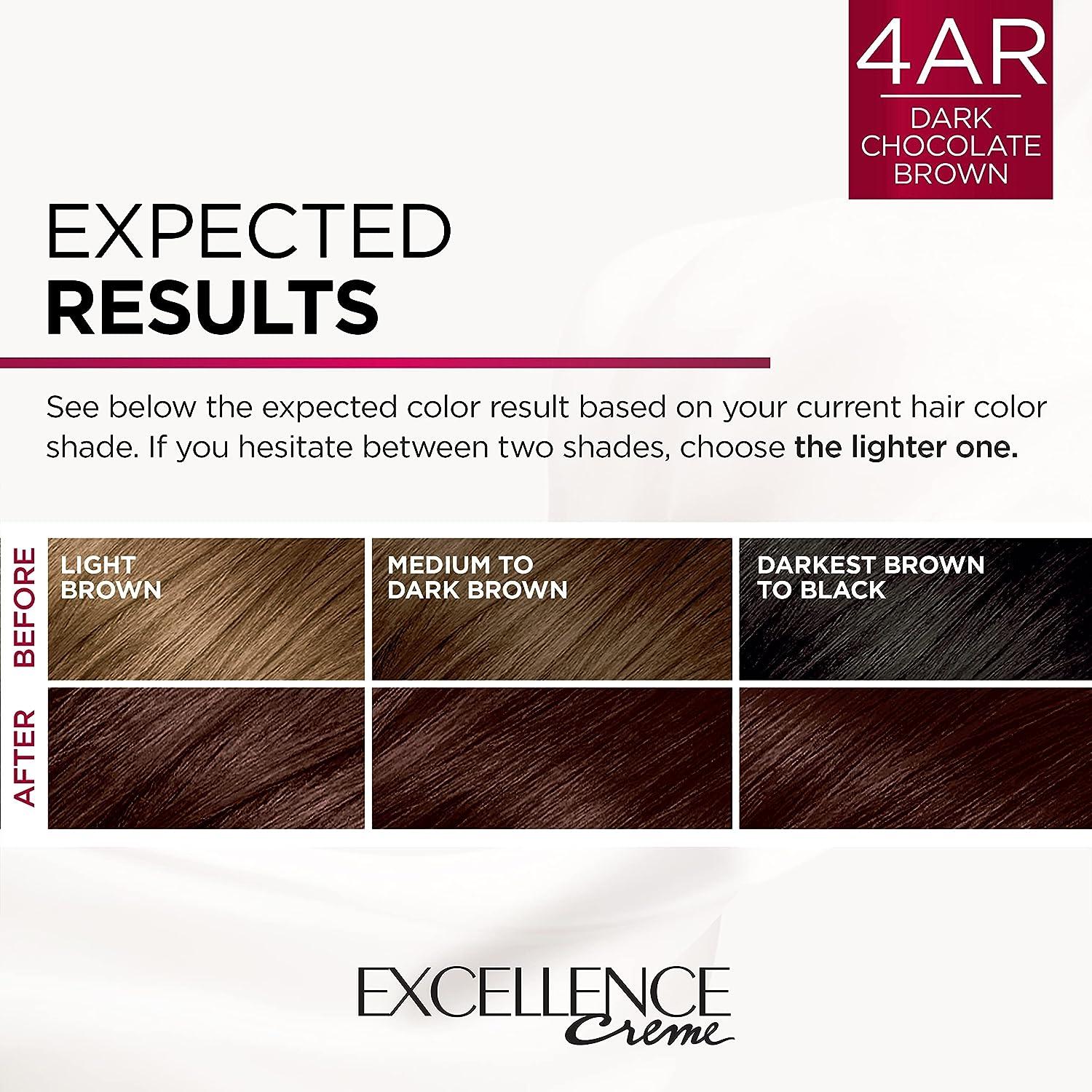 L'Oreal Paris Excellence Creme Hair Color 4AR Dark Chocolate Brown ...