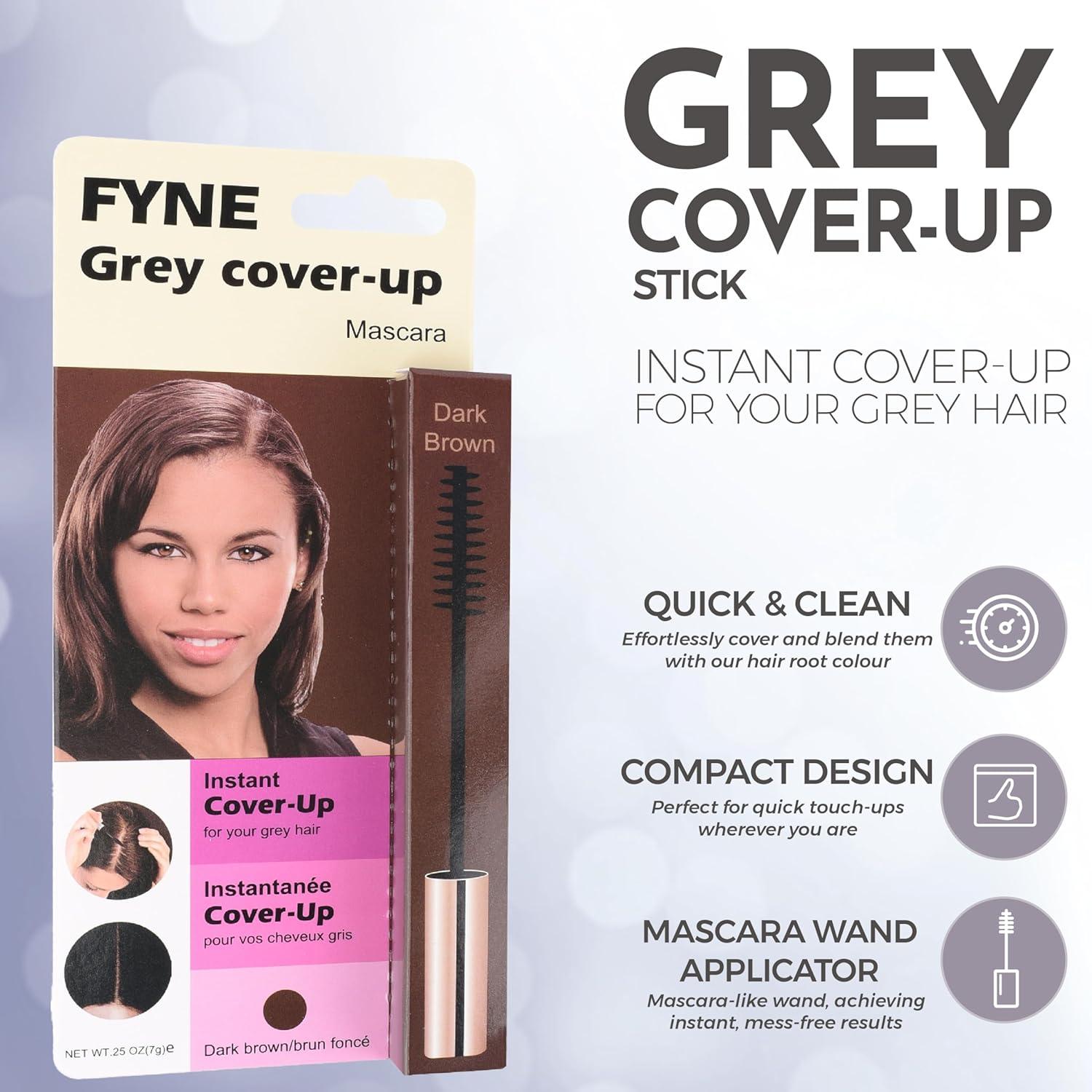 FYNE Root Touch Up Hair Mascara Pack of 4 - Instant Dark Brown Grey ...